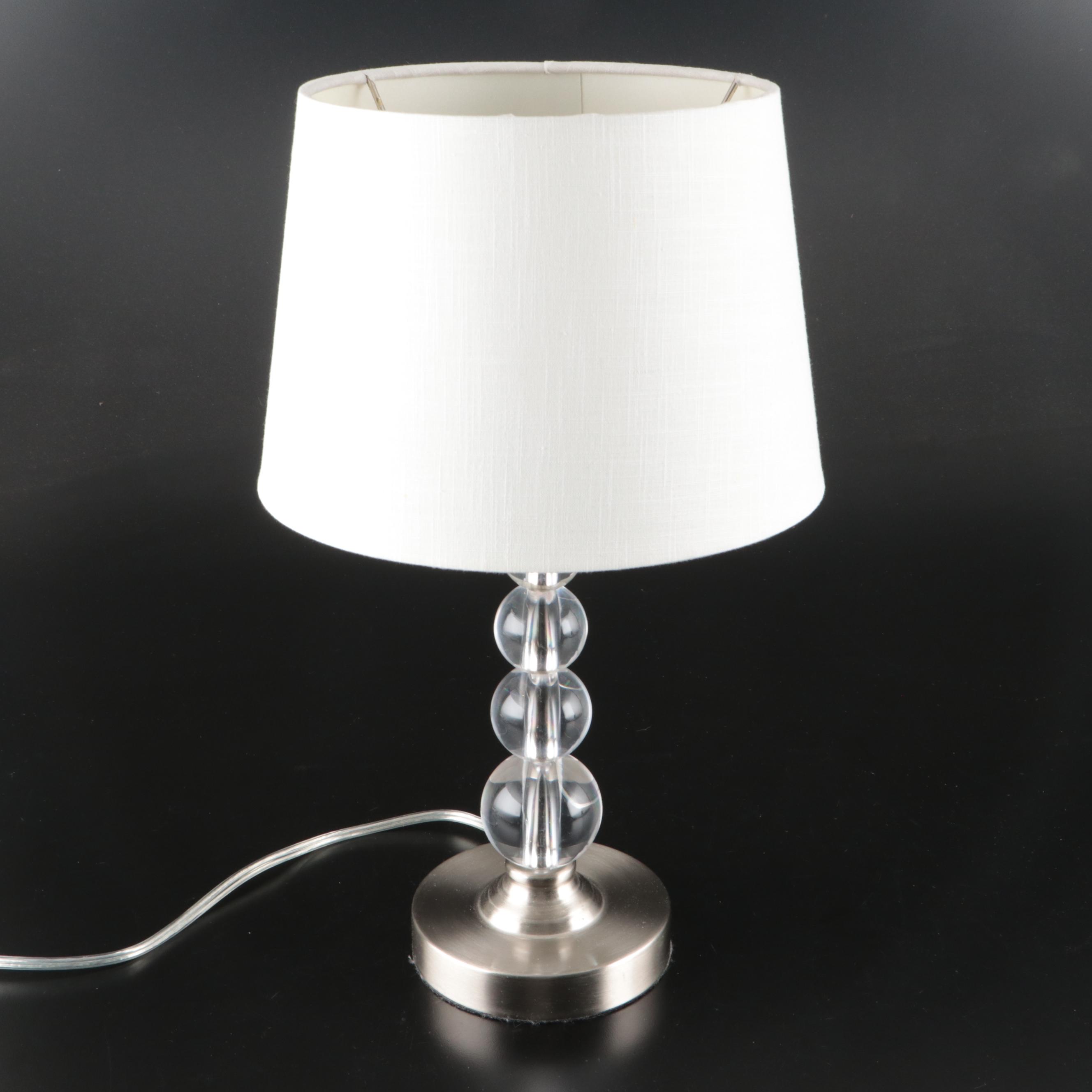 Stacked Acrylic Orb Table Lamp With Silk Shade with Cylinder Glass Vase ...