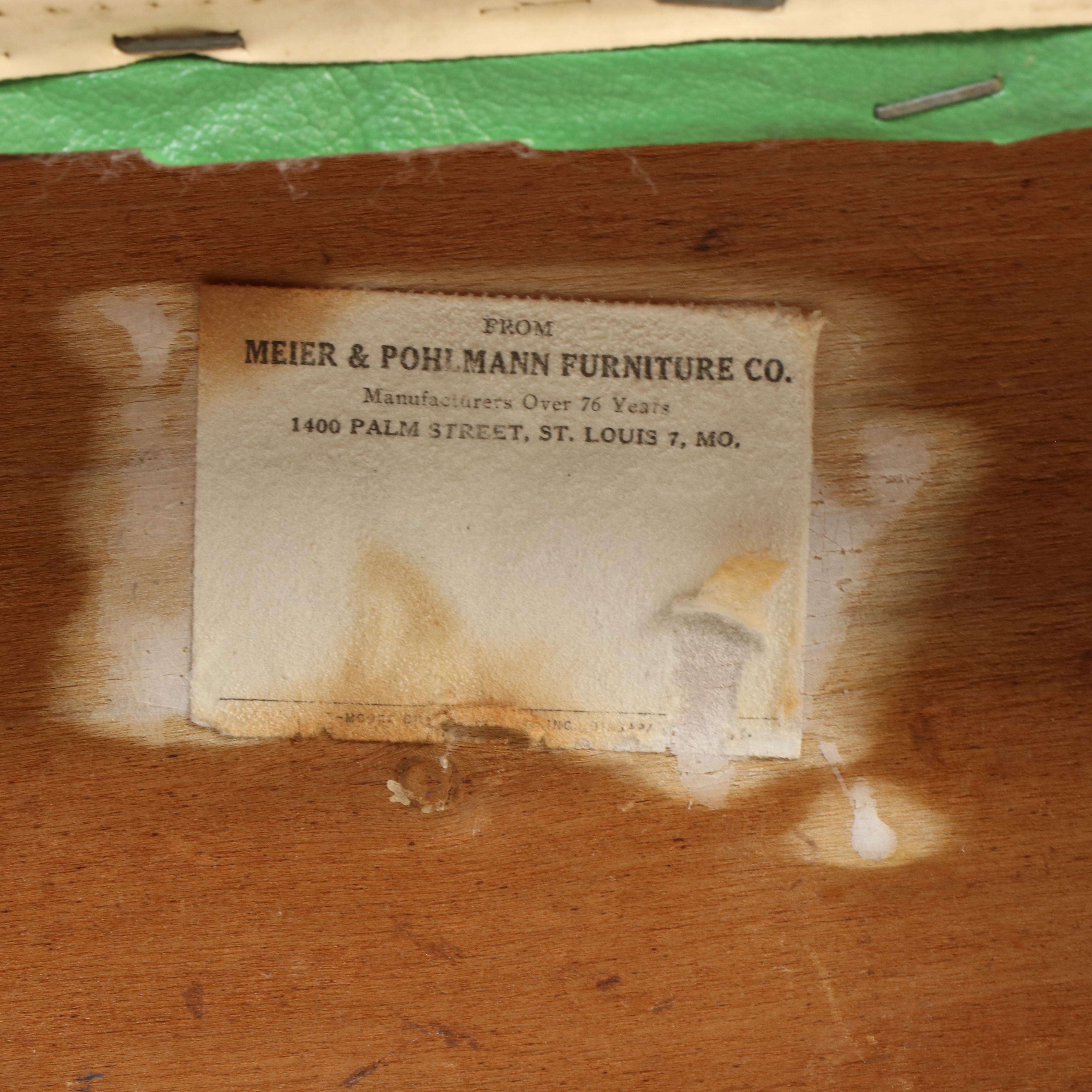 Two Meier & Pohlmann Mid Century Modern Cerused Oak and Green Vinyl ...