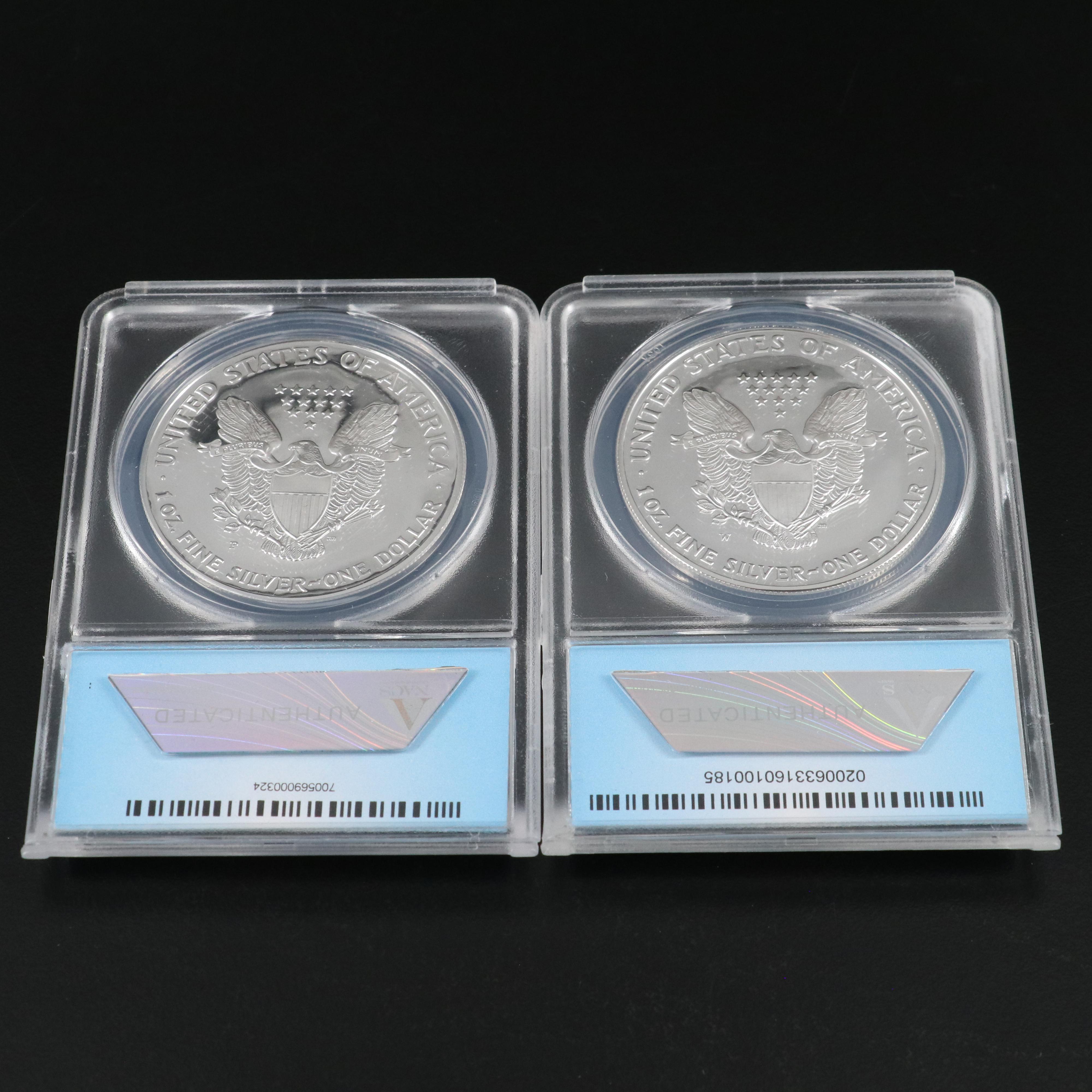 Twenty-Nine ANACS PR70 $1 U.S. Silver Eagle Proof Coins Ranging from ...