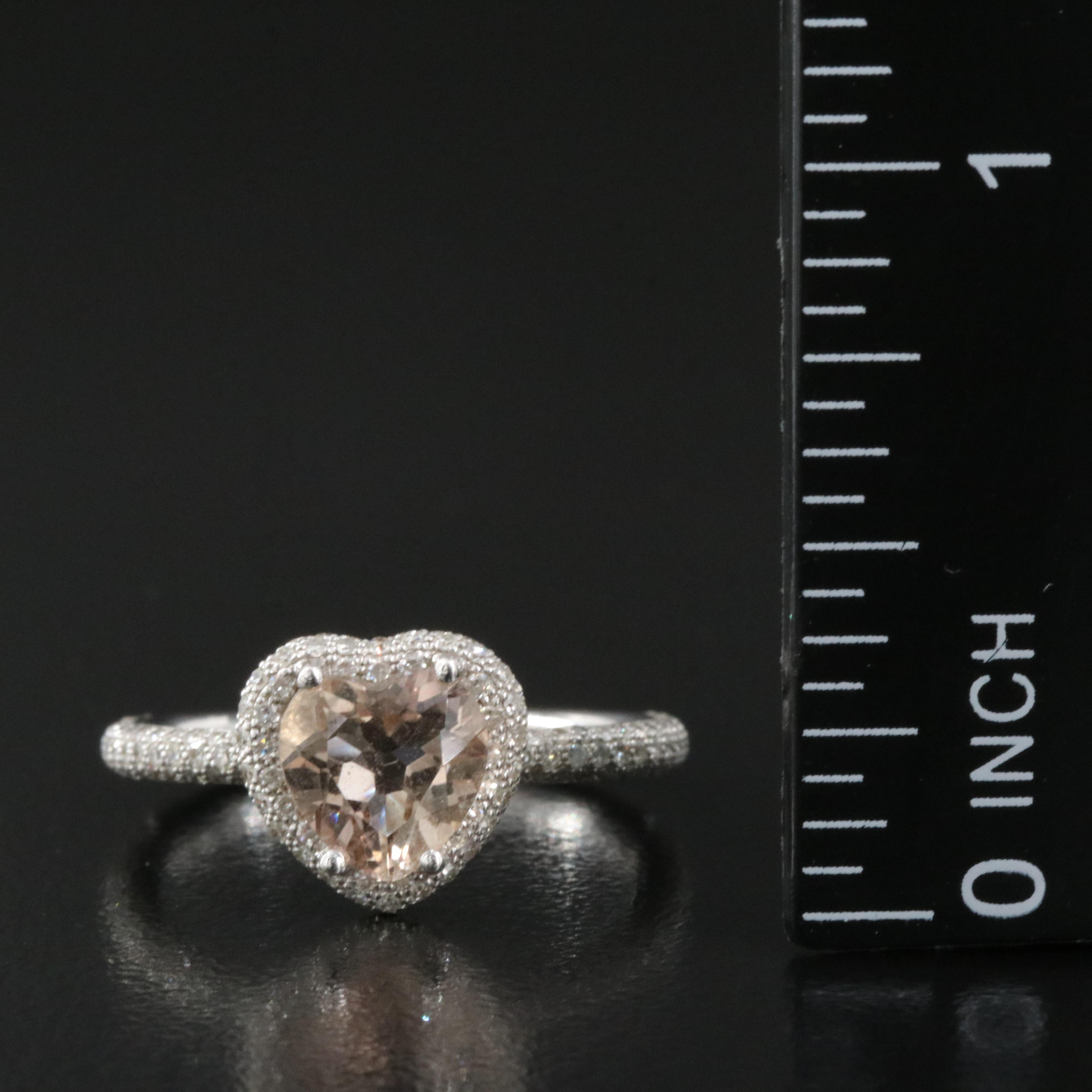 14K Scapolite and Diamond Heart Halo Ring | EBTH