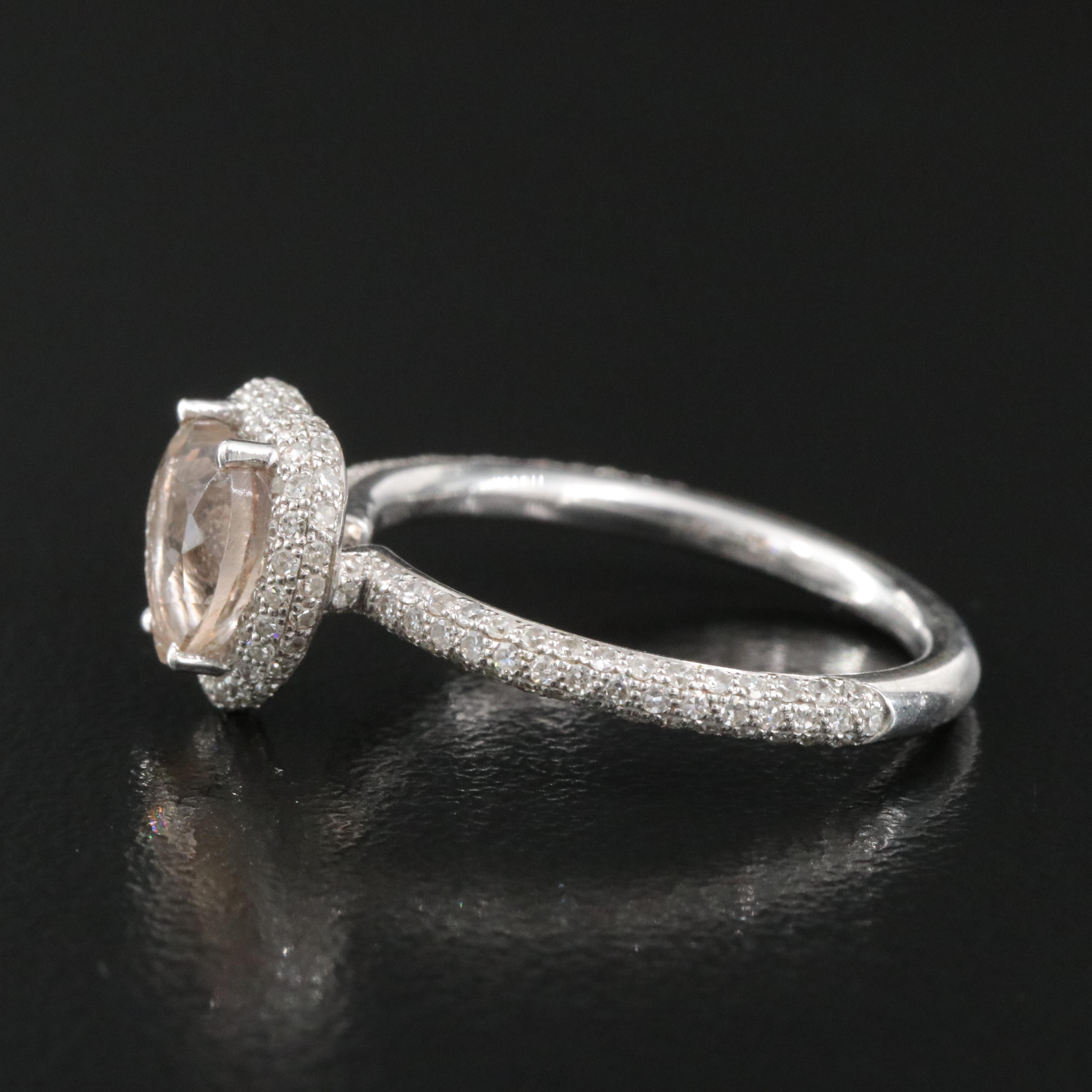 14K Scapolite and Diamond Heart Halo Ring | EBTH