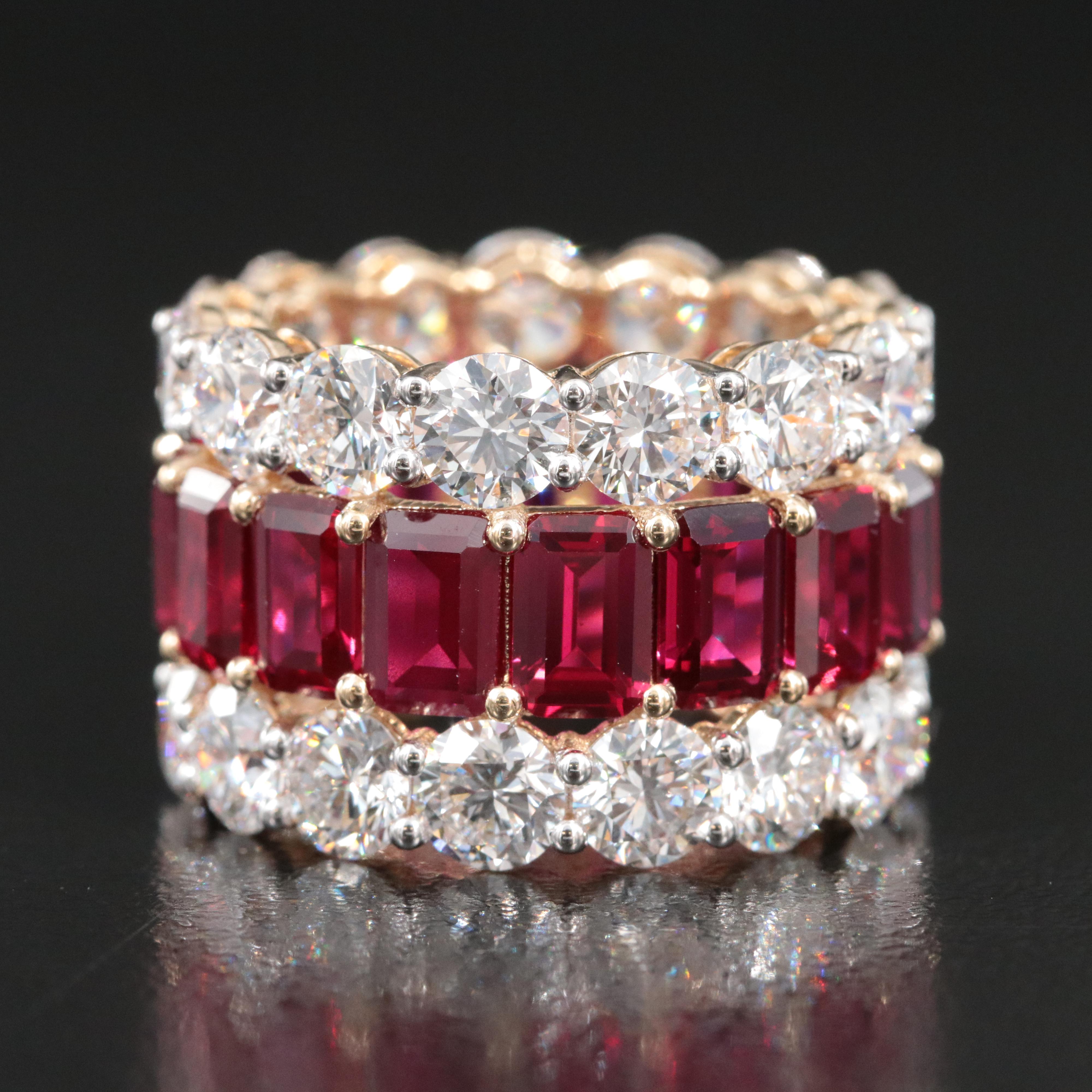 14K 11.20 CTW Ruby and 10.23 CTW Lab Grown Diamond Eternity Band | EBTH