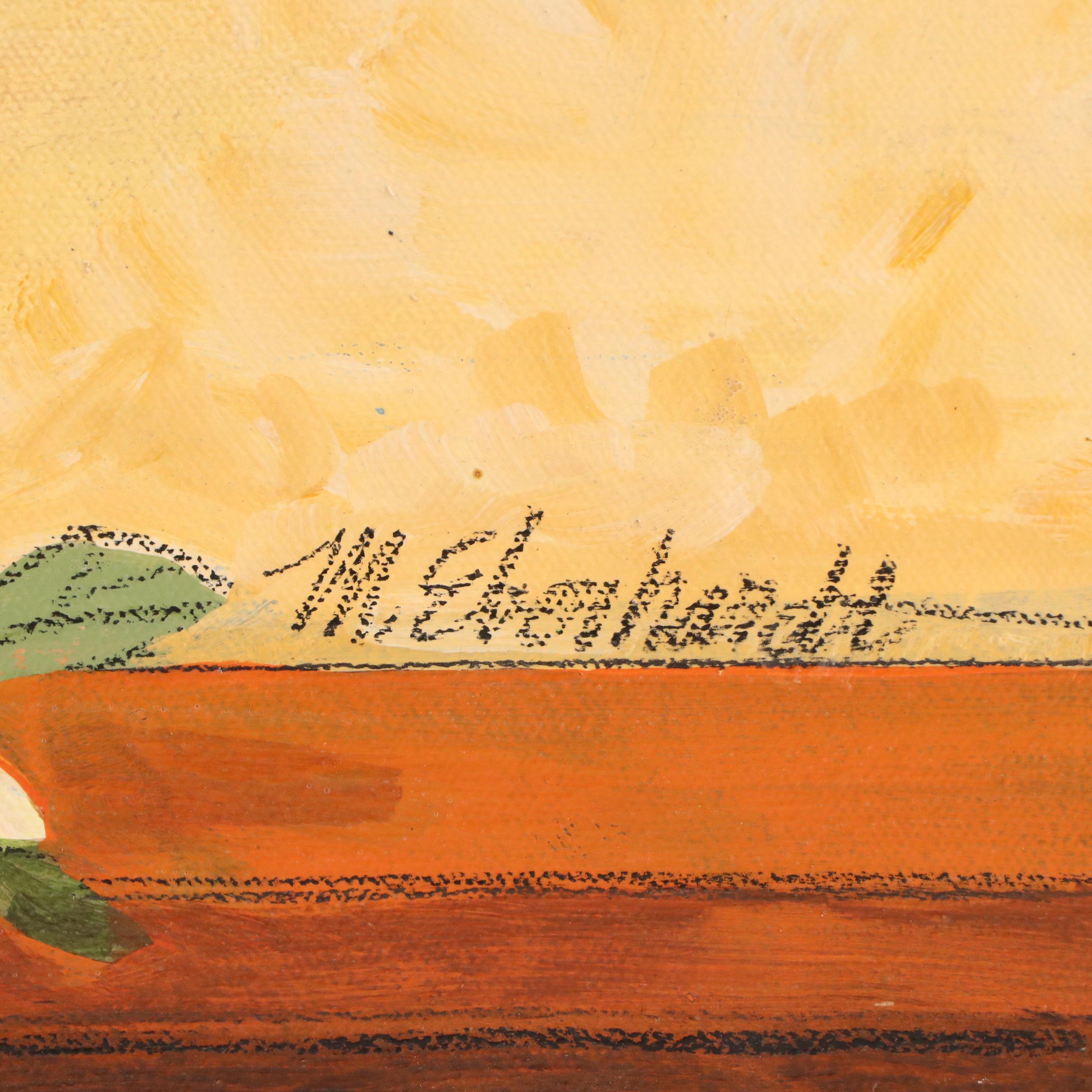 Michael Eberhardt Stylized Oil Painting with Floral Still Life | EBTH