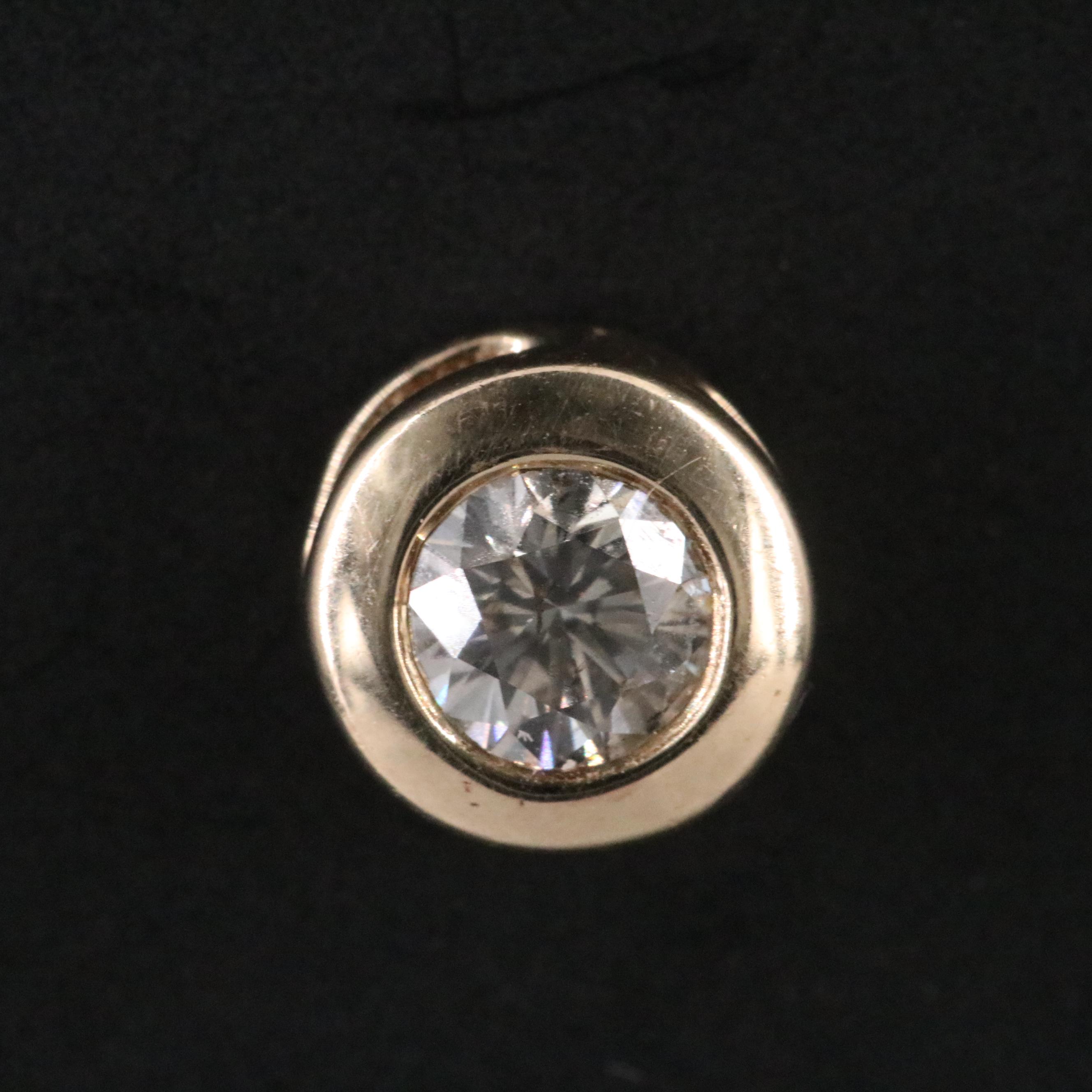 14K Bezel Set 0.30 CT Diamond Solitaire Slide Pendant | EBTH