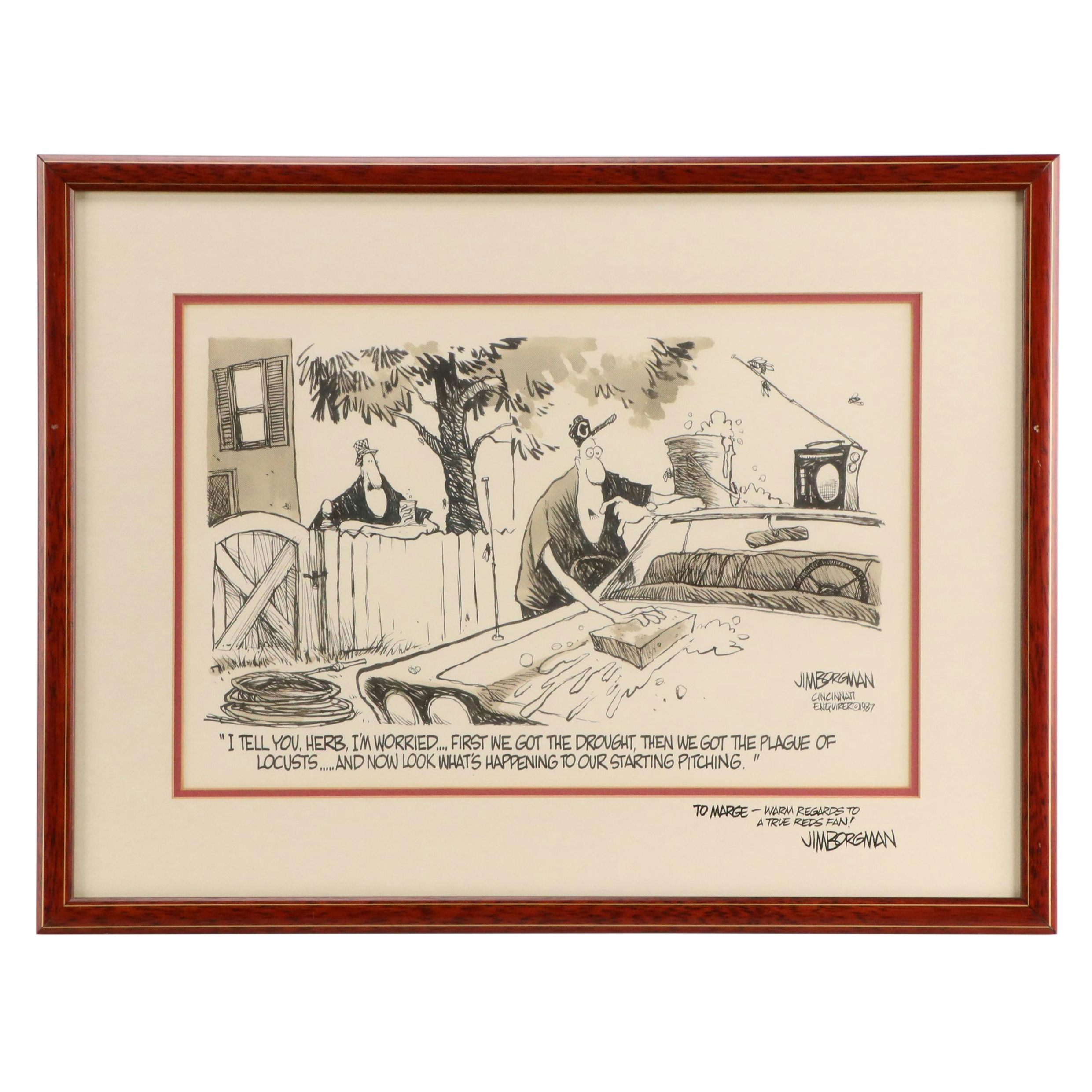 Jim Borgman Ink Comic Illustration, 1987 | EBTH