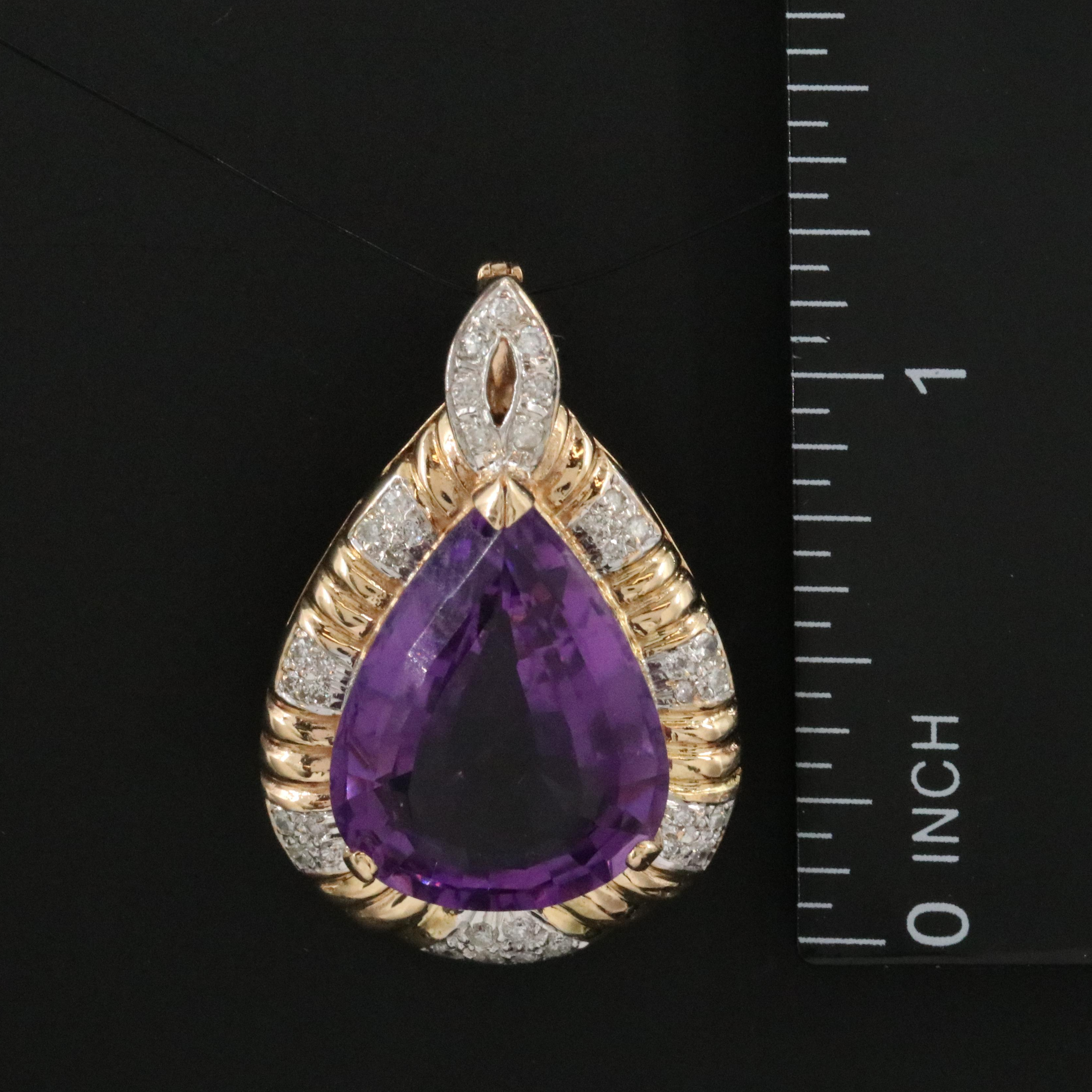 14K Amethyst and Diamond Enhancer Pendant | EBTH