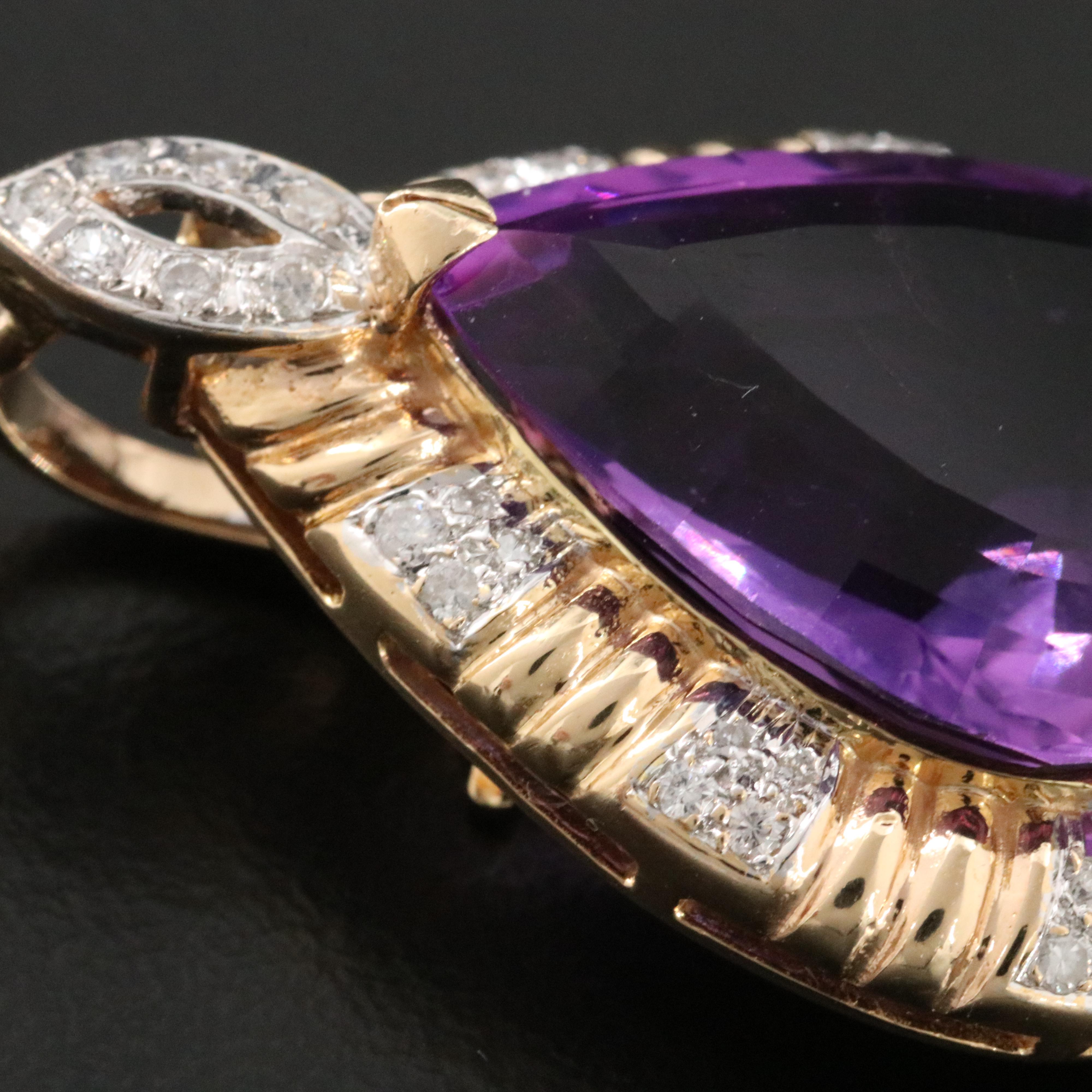 14K Amethyst and Diamond Enhancer Pendant | EBTH