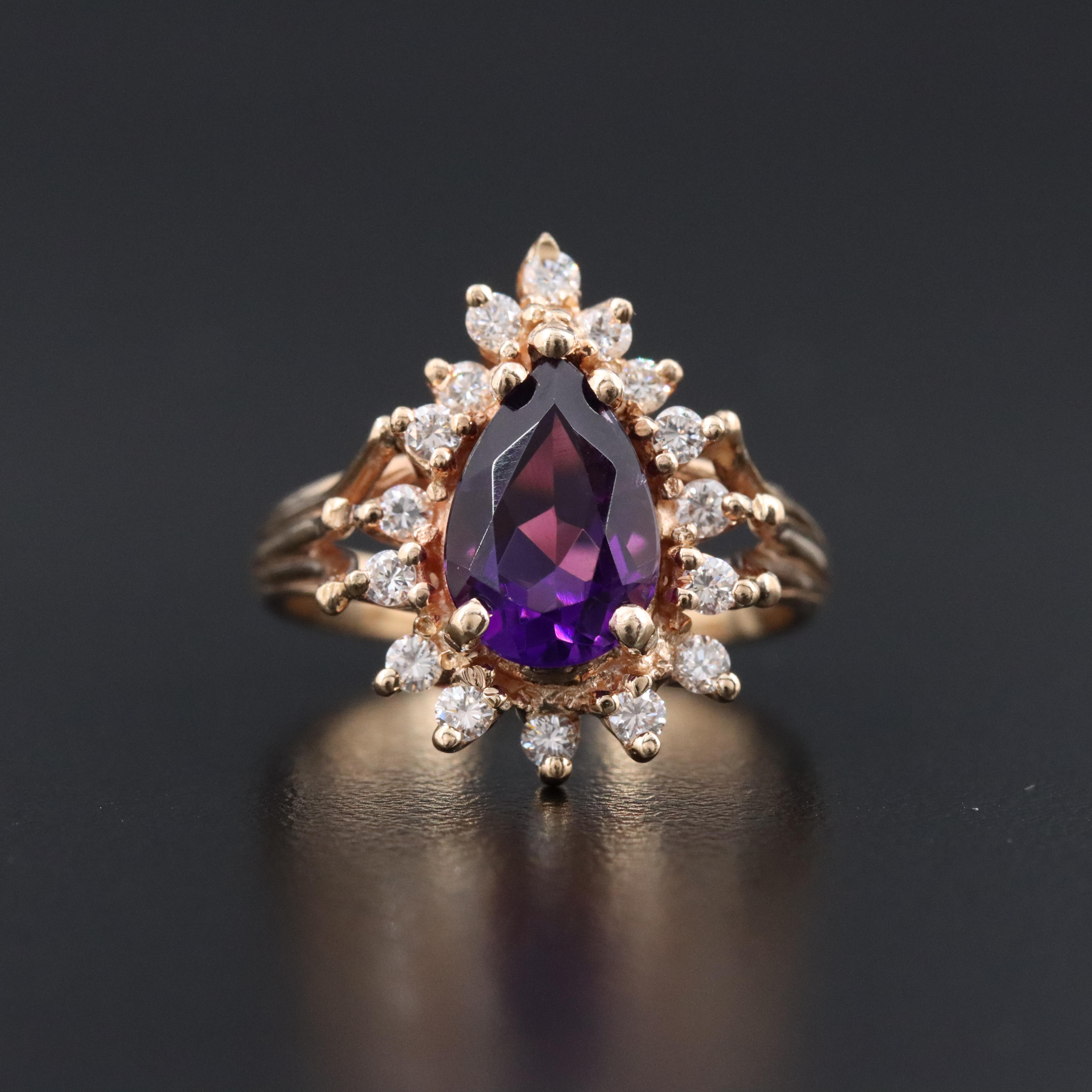 14K Amethyst and Diamond Ring | EBTH