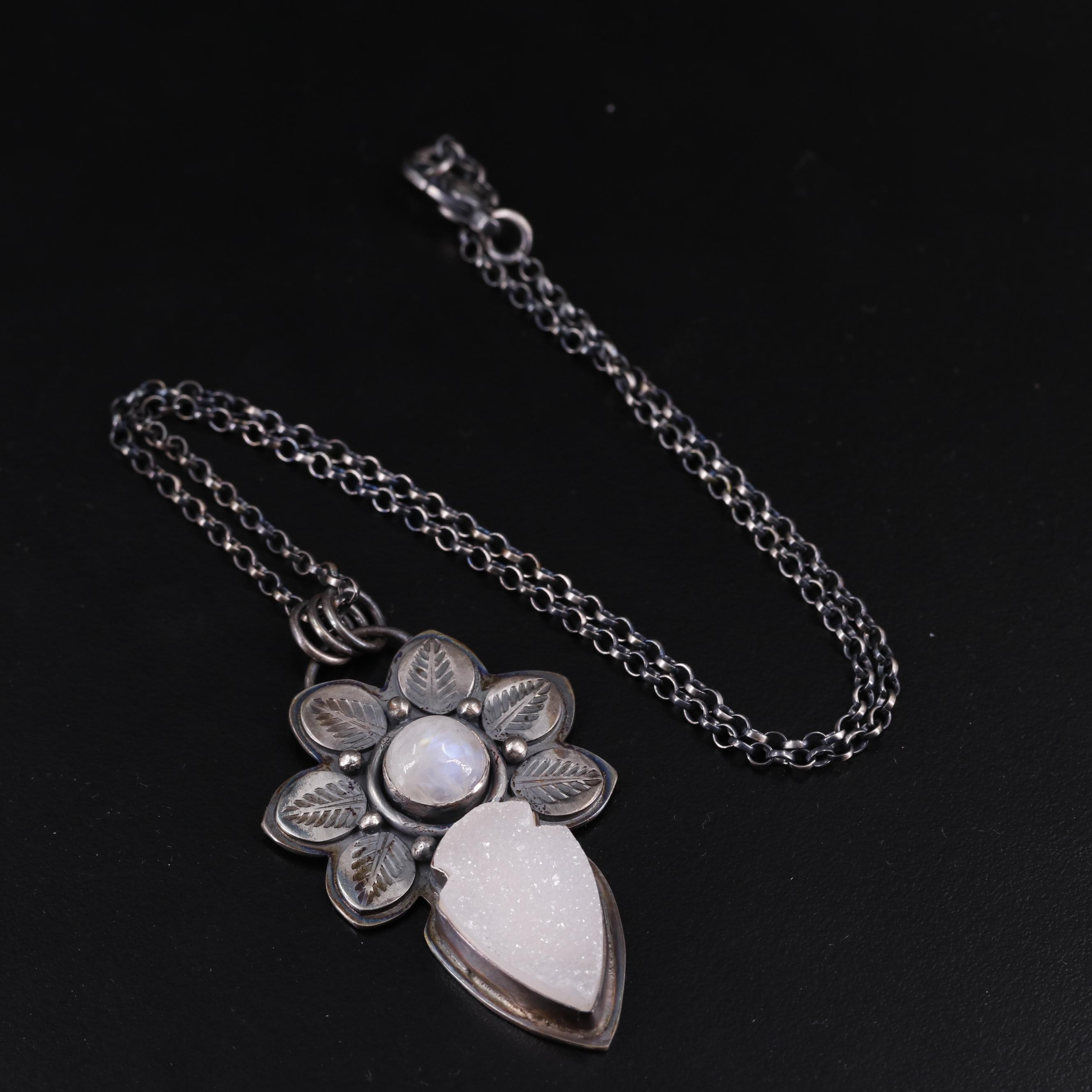 EON Designs Sterling Gemstone Botanical Necklaces | EBTH
