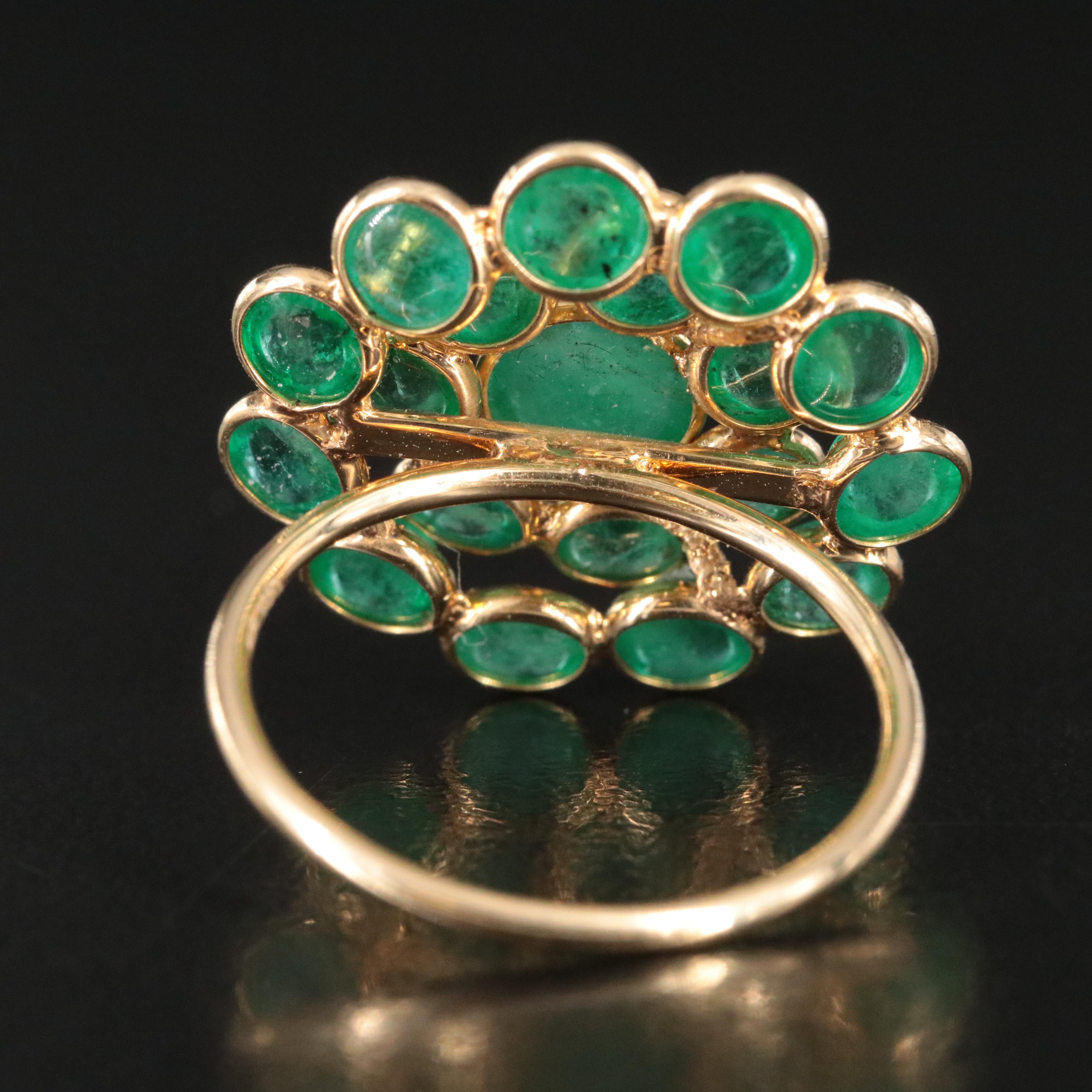 18K Emerald Floral Cluster Ring | EBTH