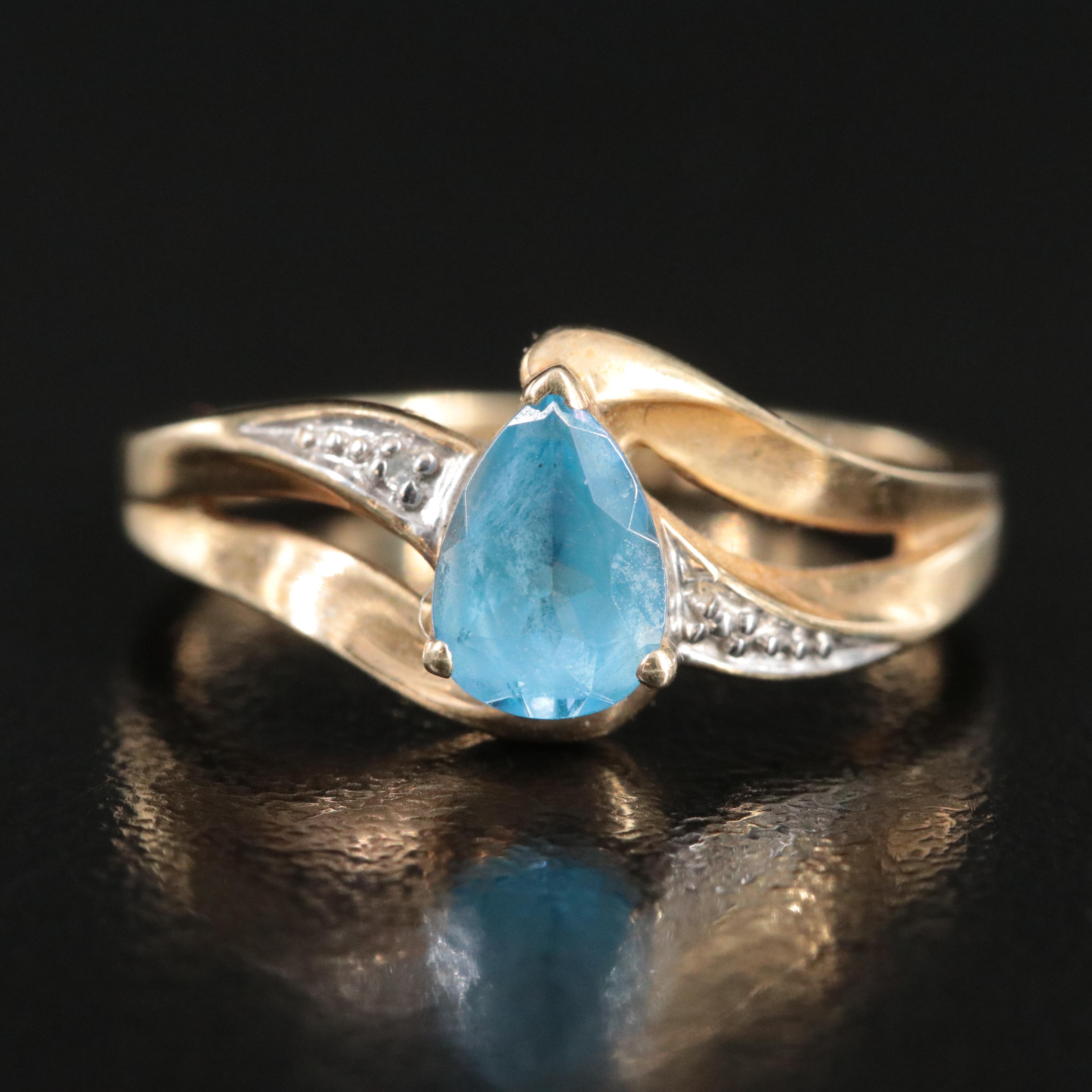 10K Topaz and Diamond Accented Ring | EBTH