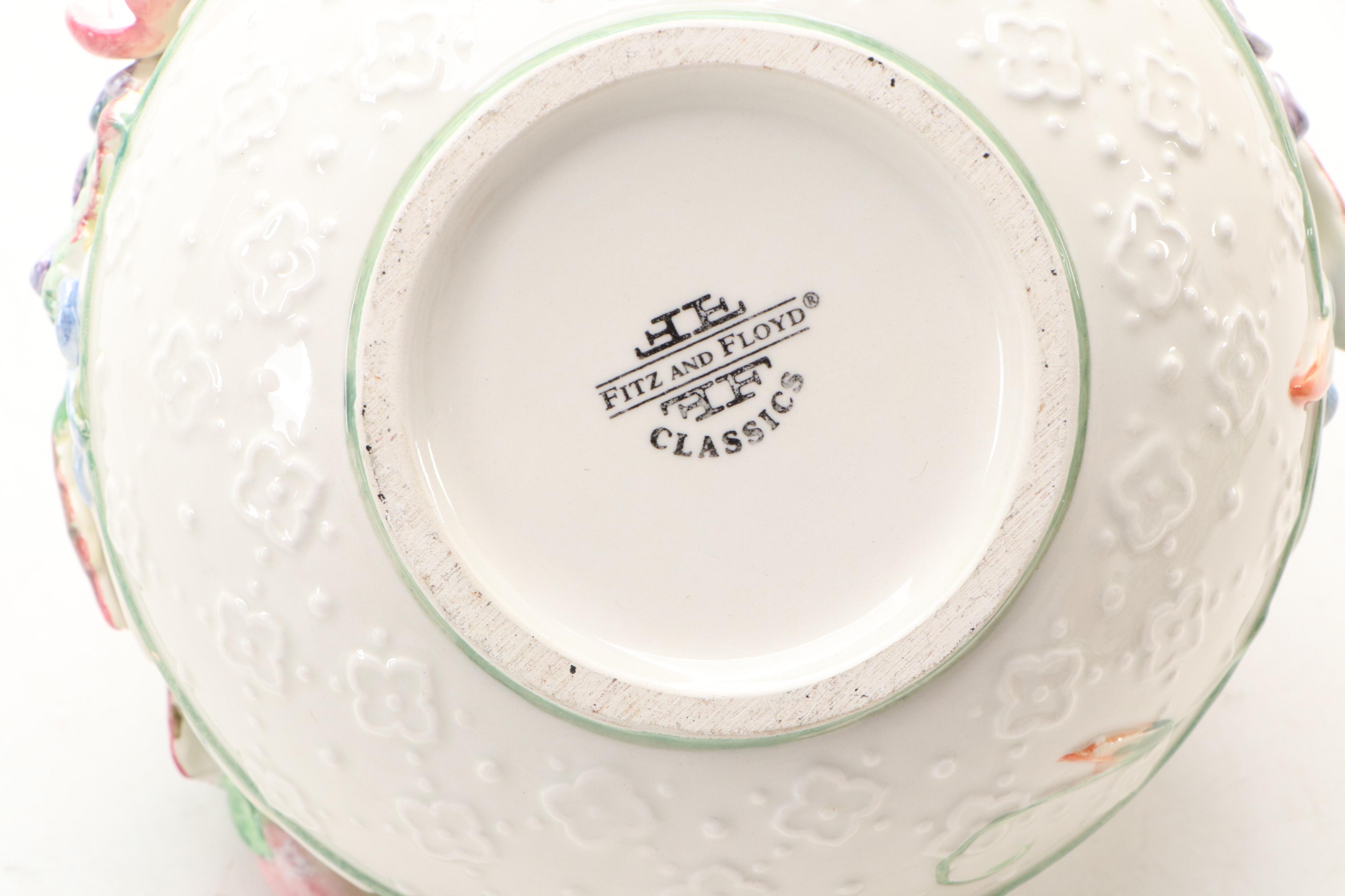 Fitz and Floyd "Woodland Spring" Cracker Server, Basket, Plate, Chip ...