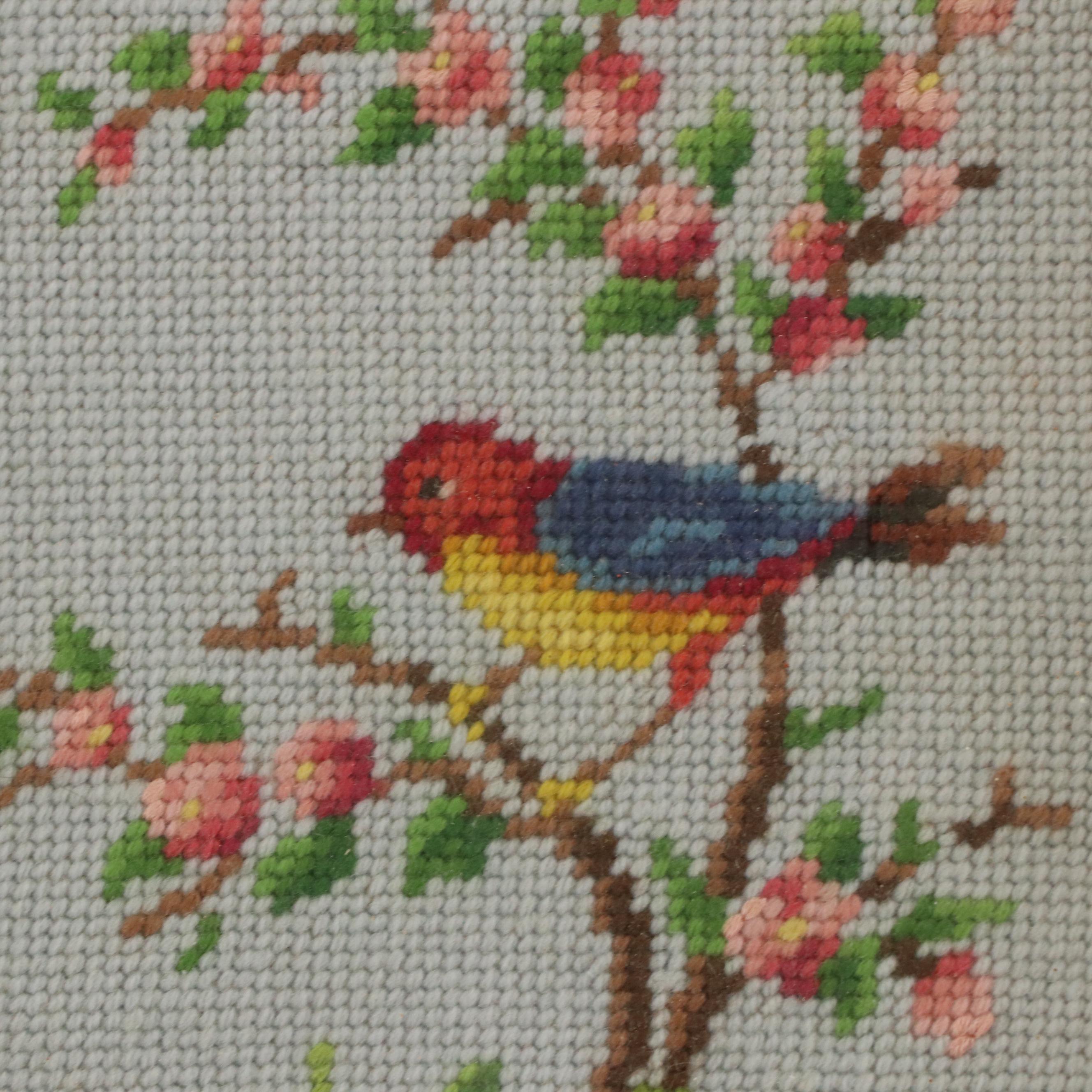 Handmade Needlepoint Bird on Spring Flower Branch | EBTH