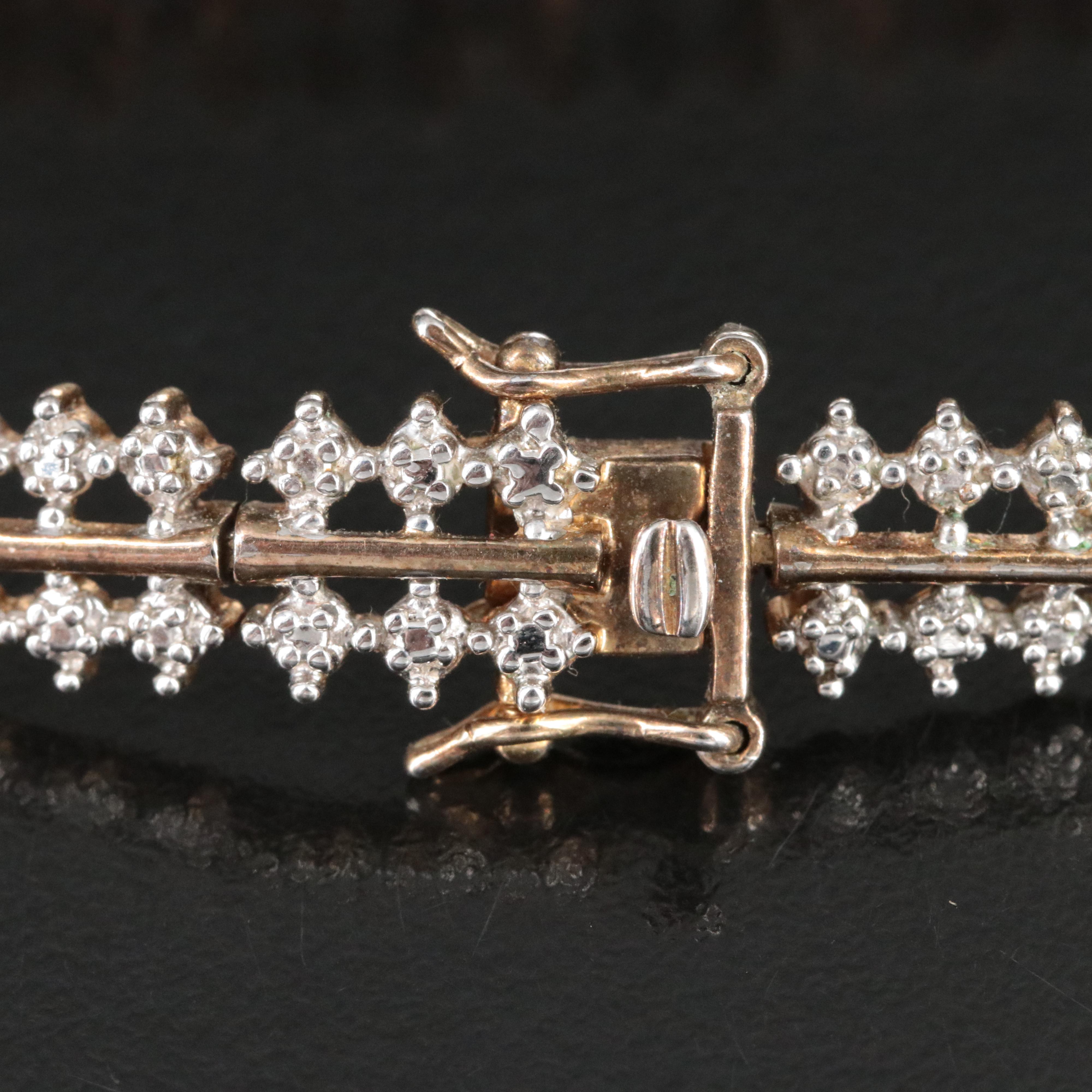 Sterling Diamond Track Bracelet | EBTH