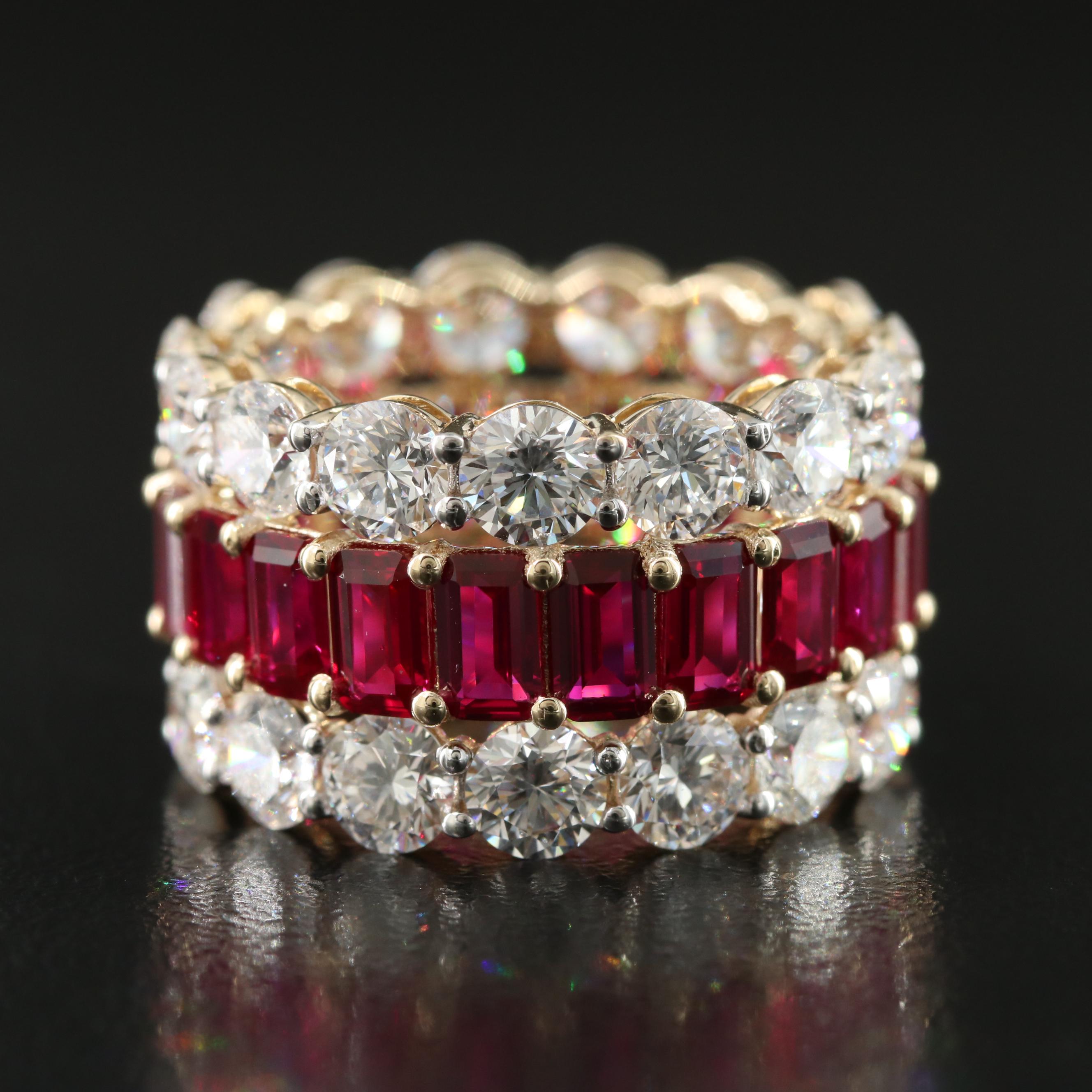 14K 6.72 CTW Ruby and 8.93 CTW Lab Grown Diamond Eternity Band | EBTH
