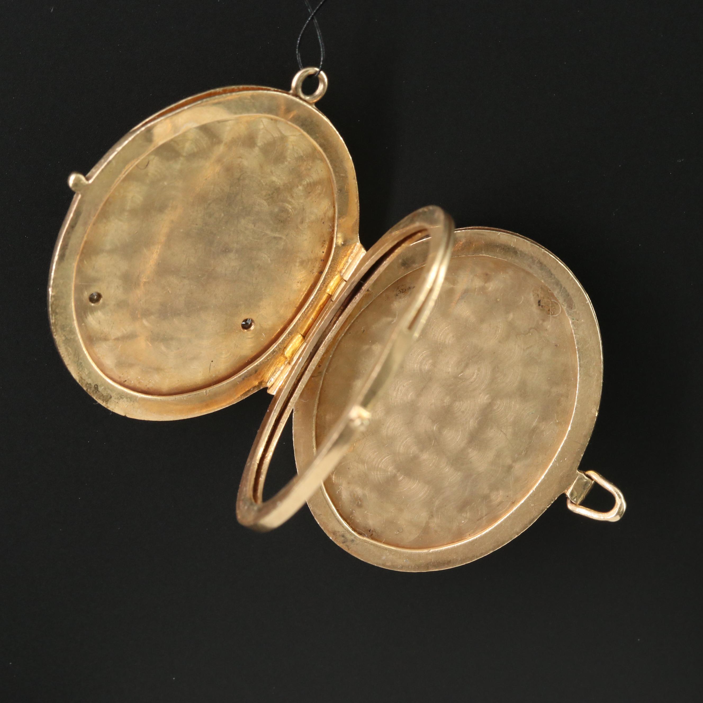 1950s 14K Sapphire, Turquoise and Diamond Flower Photo Locket | EBTH