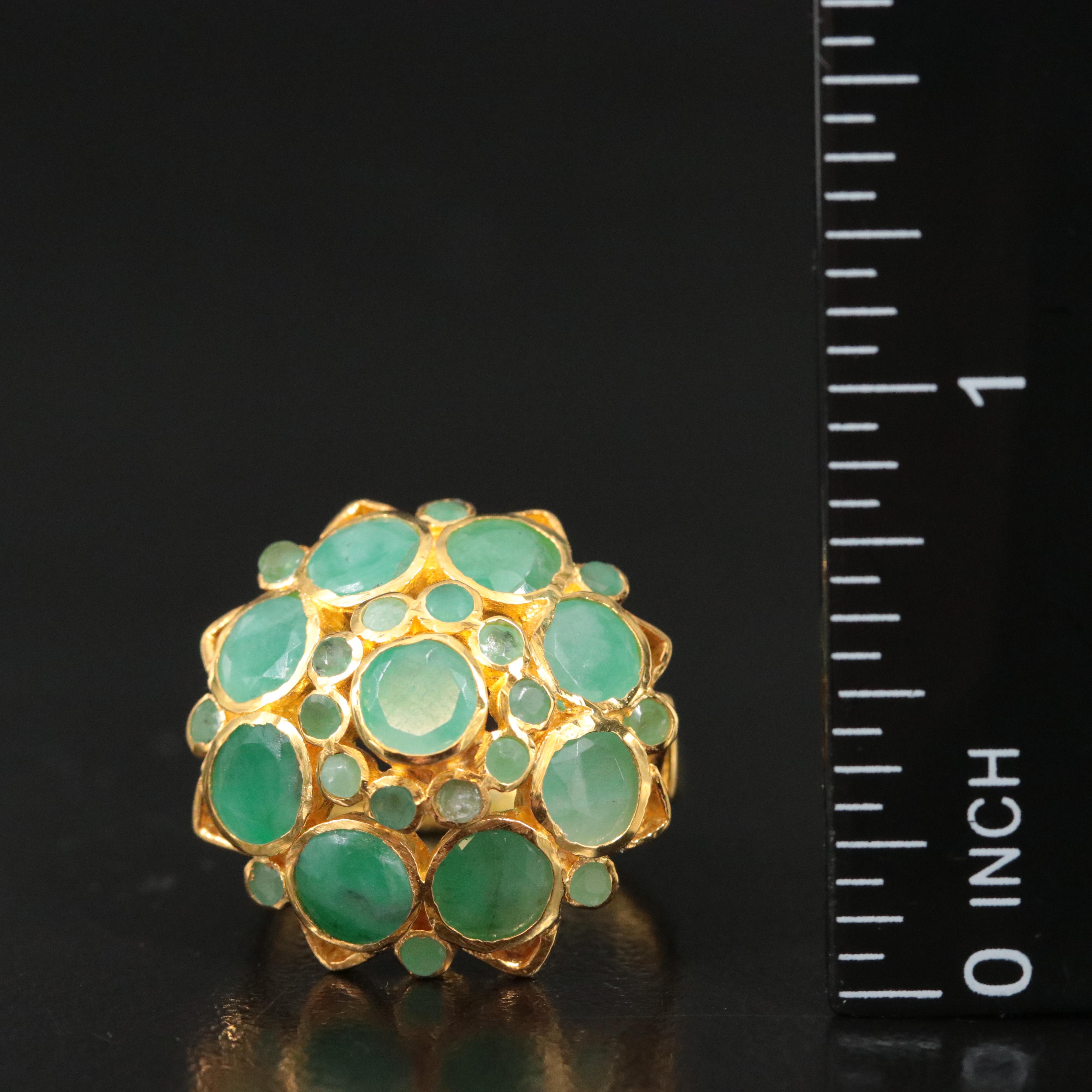 Sterling Emerald Cluster Ring | EBTH