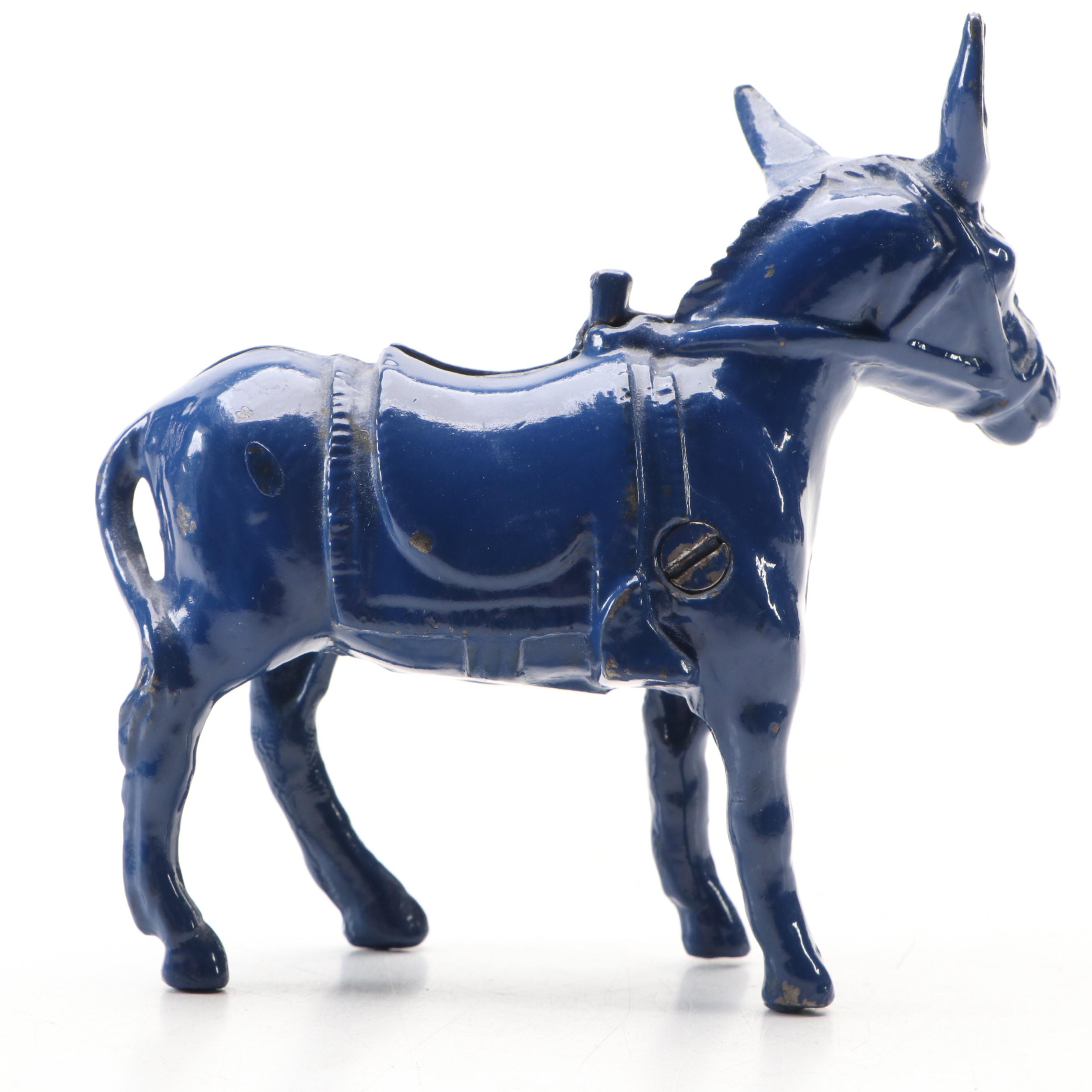 A.C. Williams Blue Cast Iron Donkey Coin Bank, Early to Mid-20th ...
