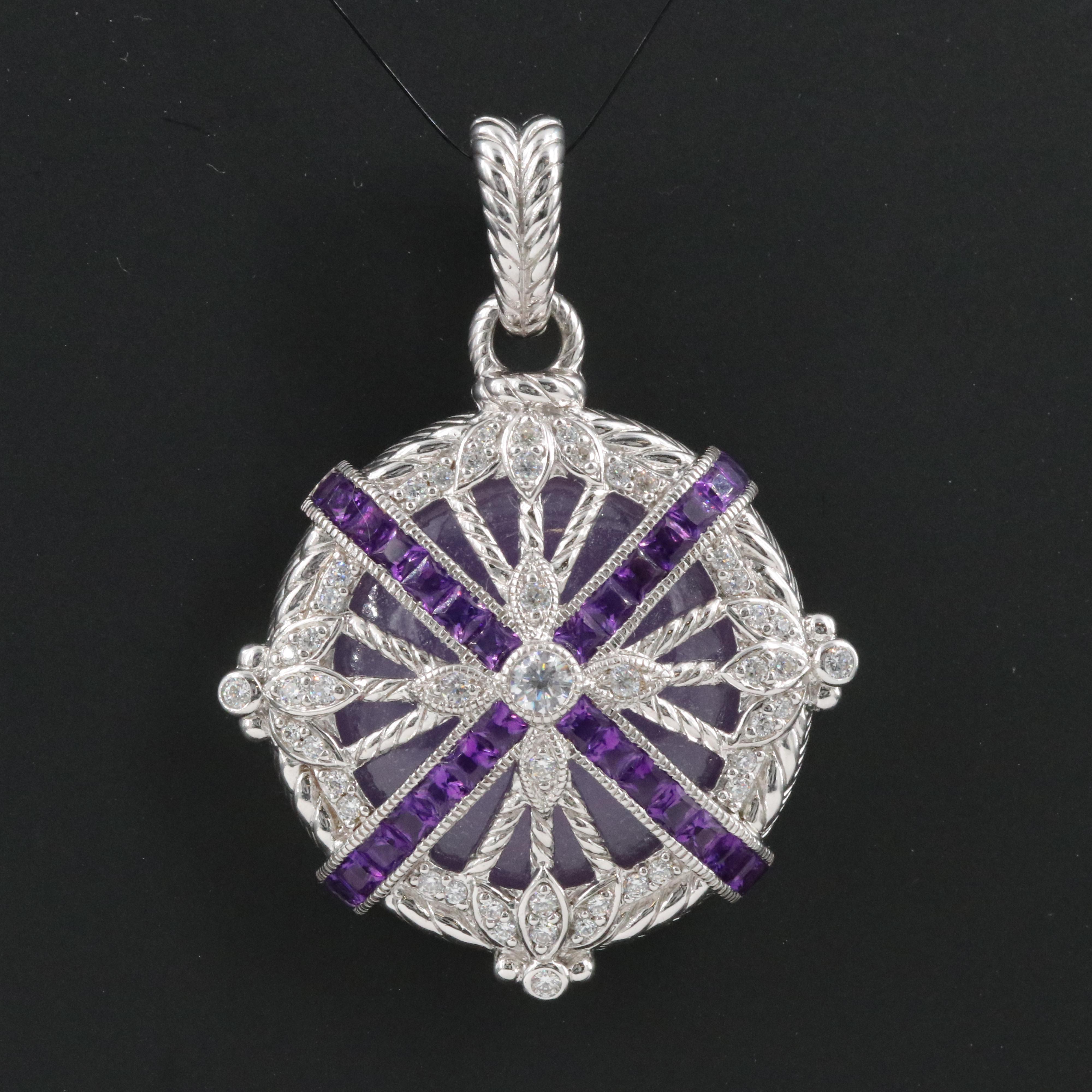 Judith Ripka Sterling Amethyst and CZ Enhancer Pendant | EBTH