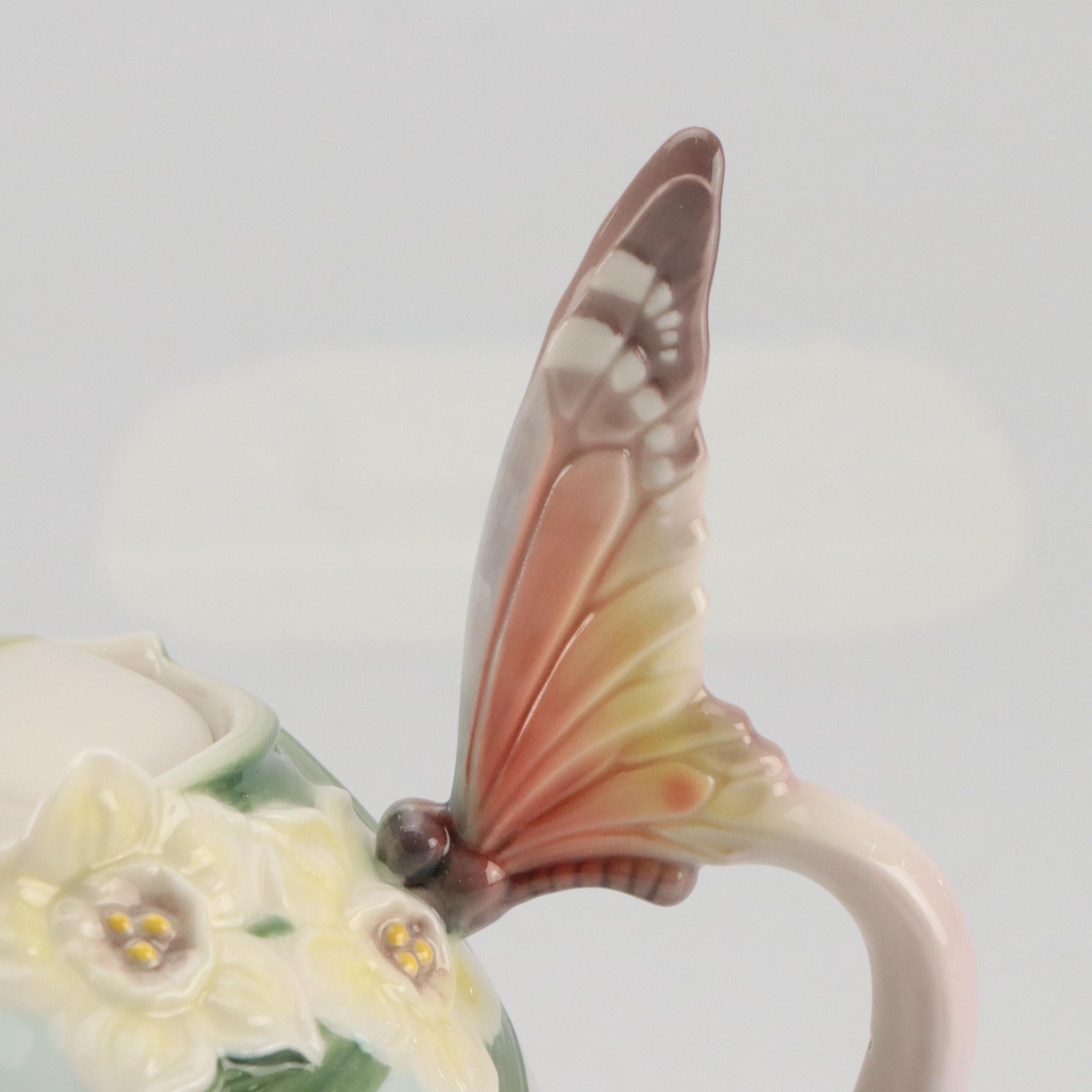 Franz Porcelain Butterfly Teapot and Butterfly Lidded Bowl | EBTH