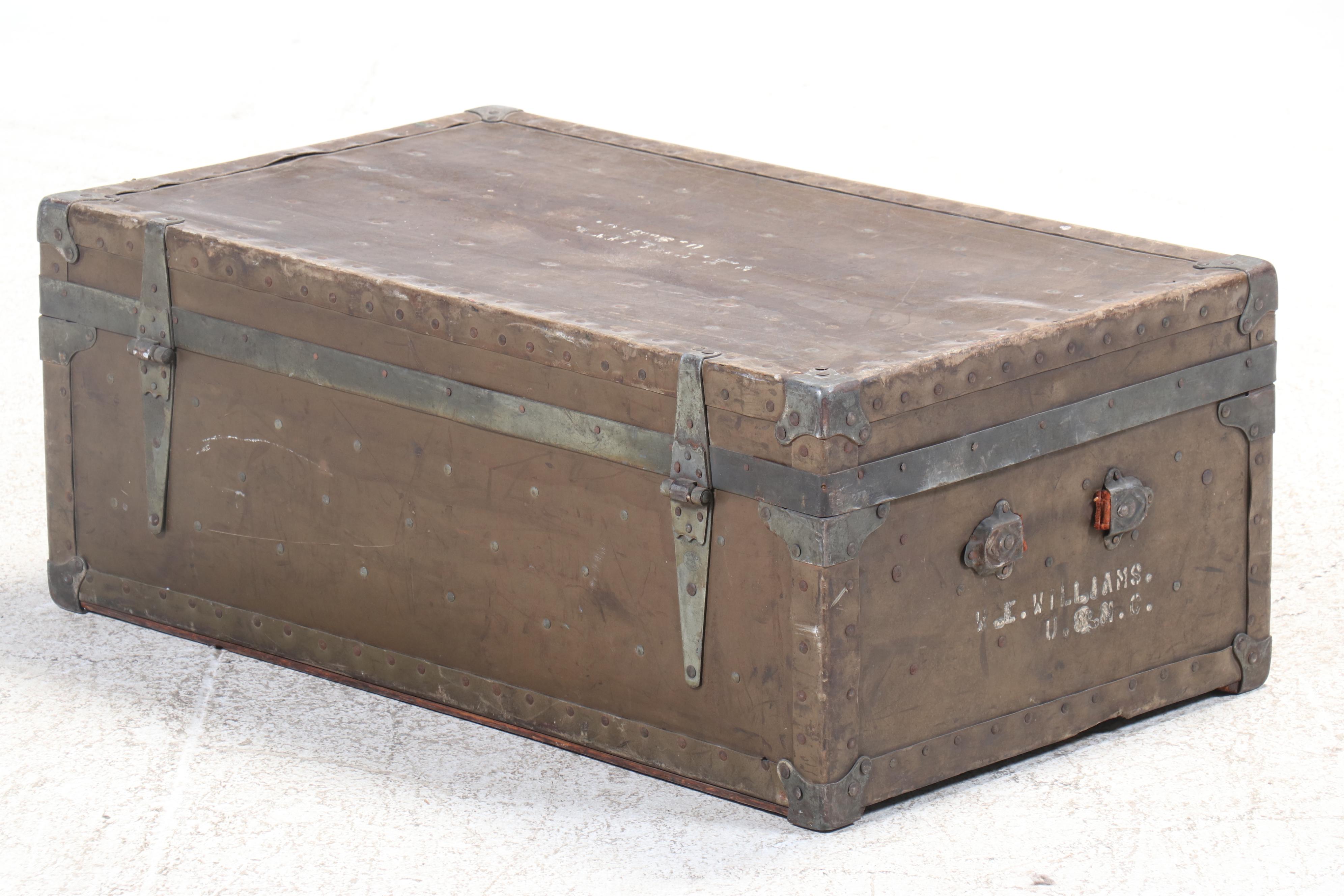 Metal Clad Military Foot Locker, Early to Mid-20th Century | EBTH