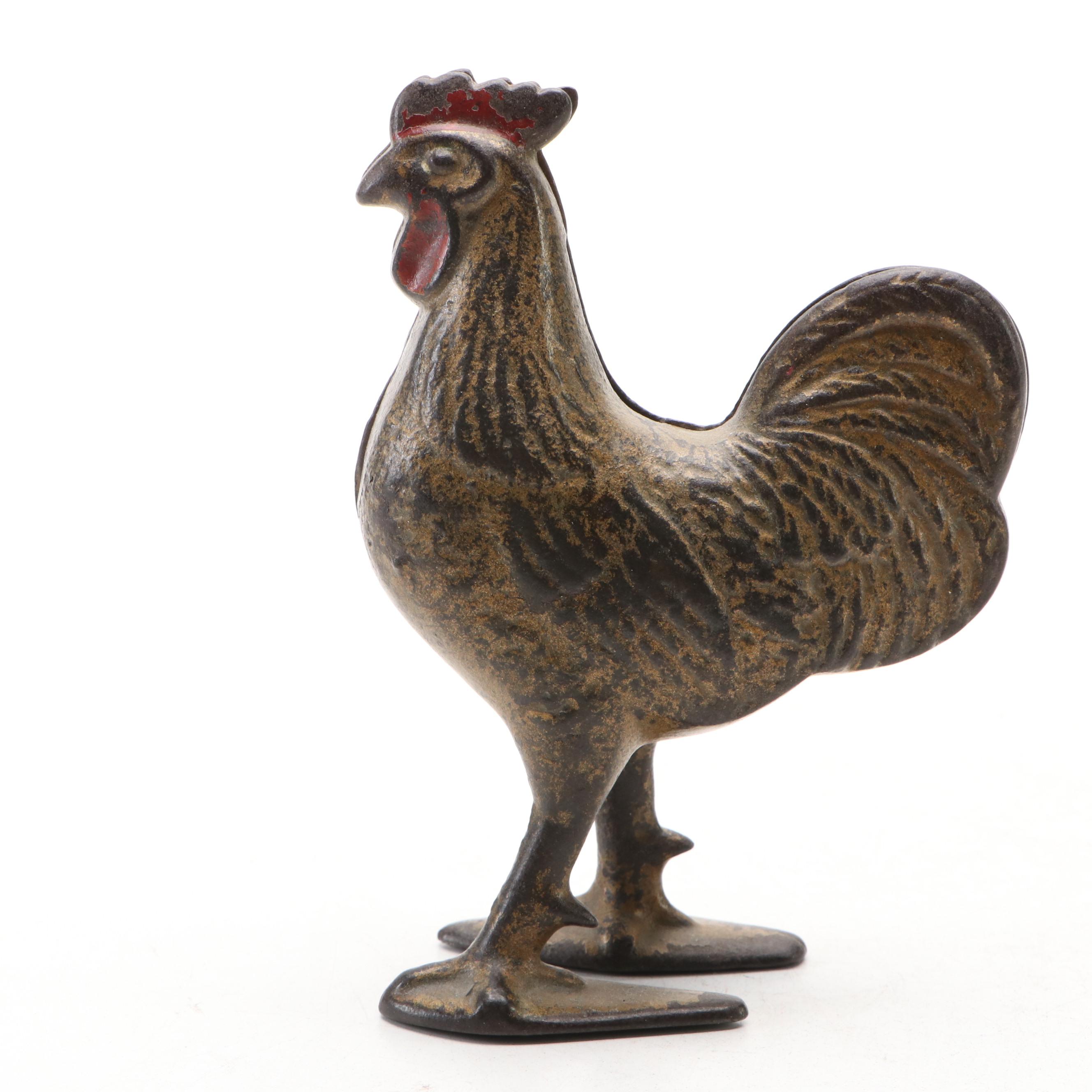 Cast Iron Rooster Coin Bank | EBTH