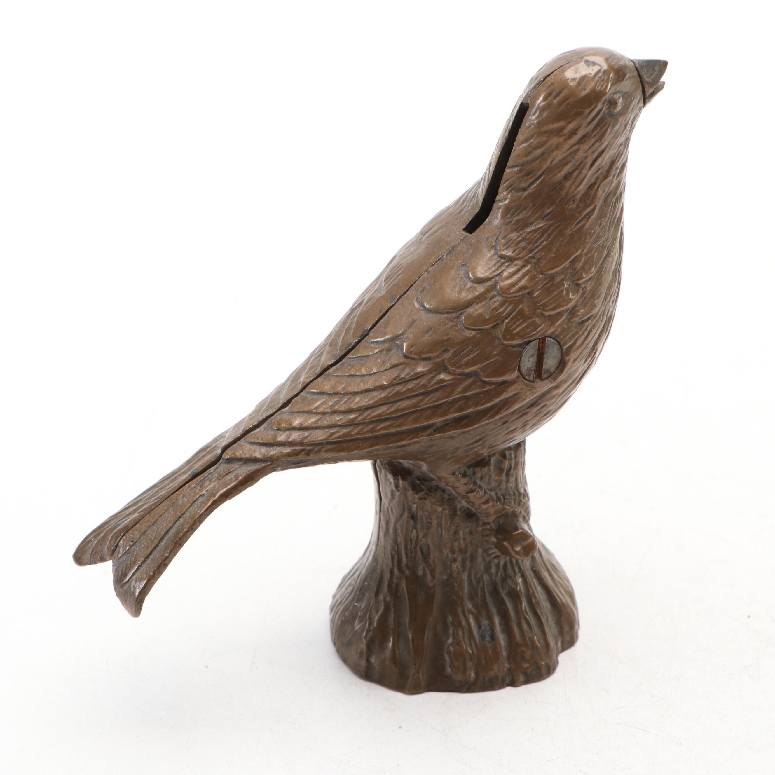 Painted Cast Iron Bird-Shaped Still Bank, Early 20th Century | EBTH