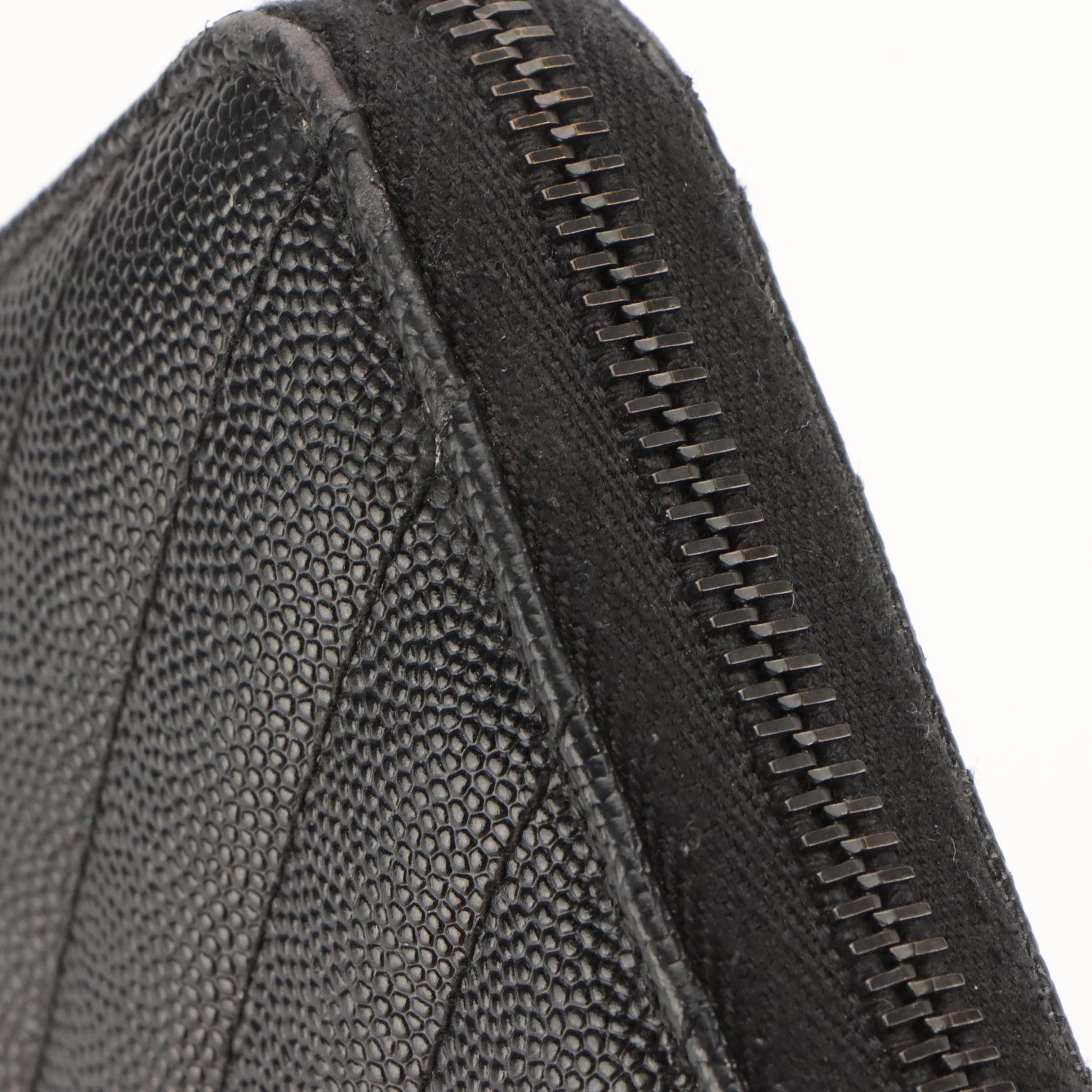Saint Laurent YSL Zip-Around Wallet in Black Chevron Quilted Leather | EBTH