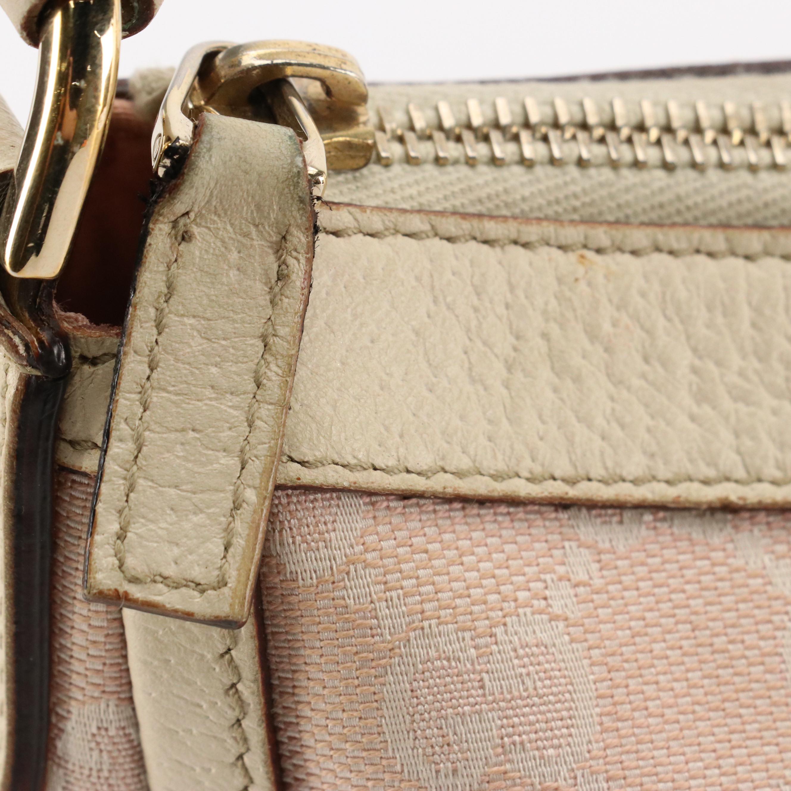 Gucci Light Pink GG Canvas and Ivory Cinghiale Leather Handbag | EBTH
