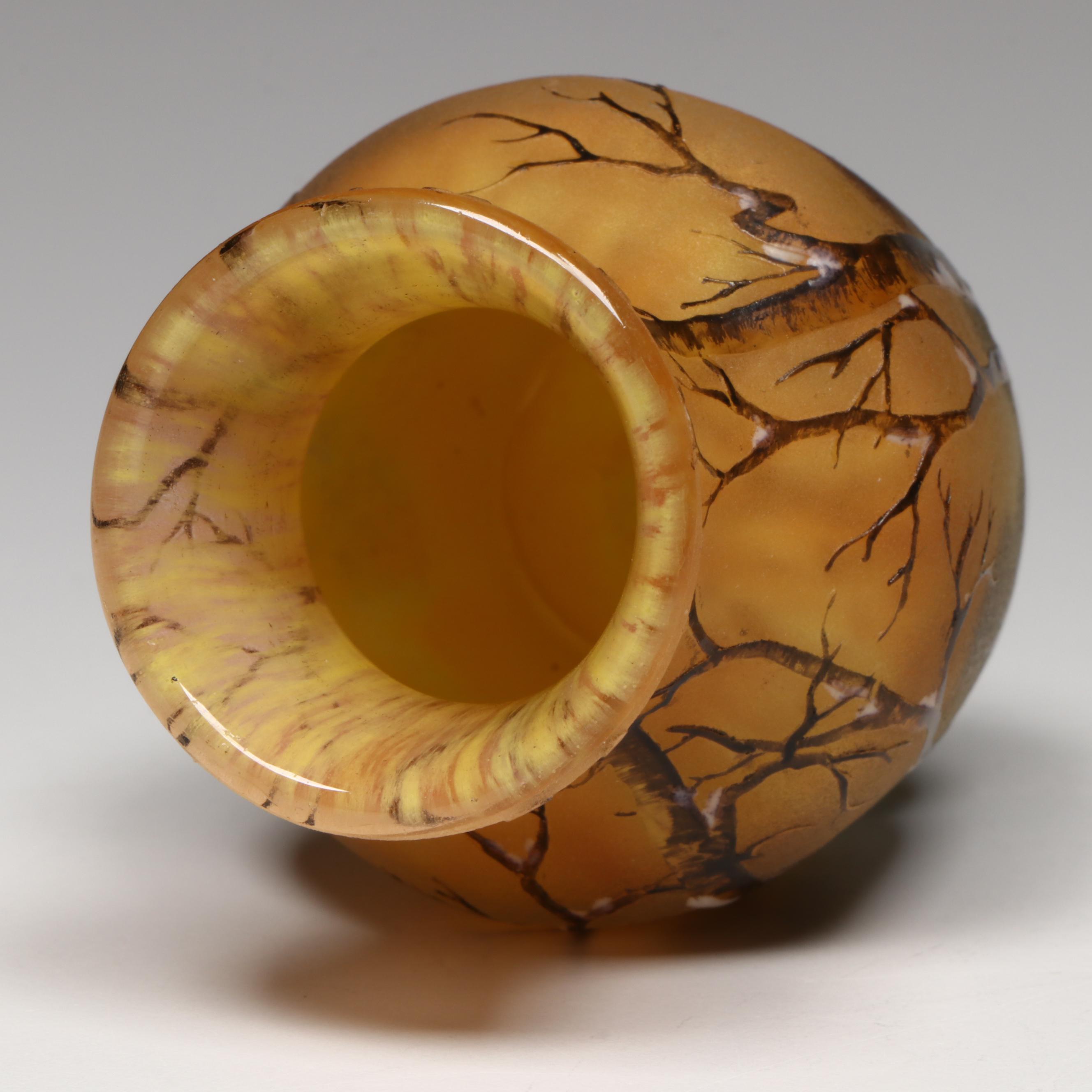 Daum Nancy Small Snowy Tree Pattern Vase | EBTH