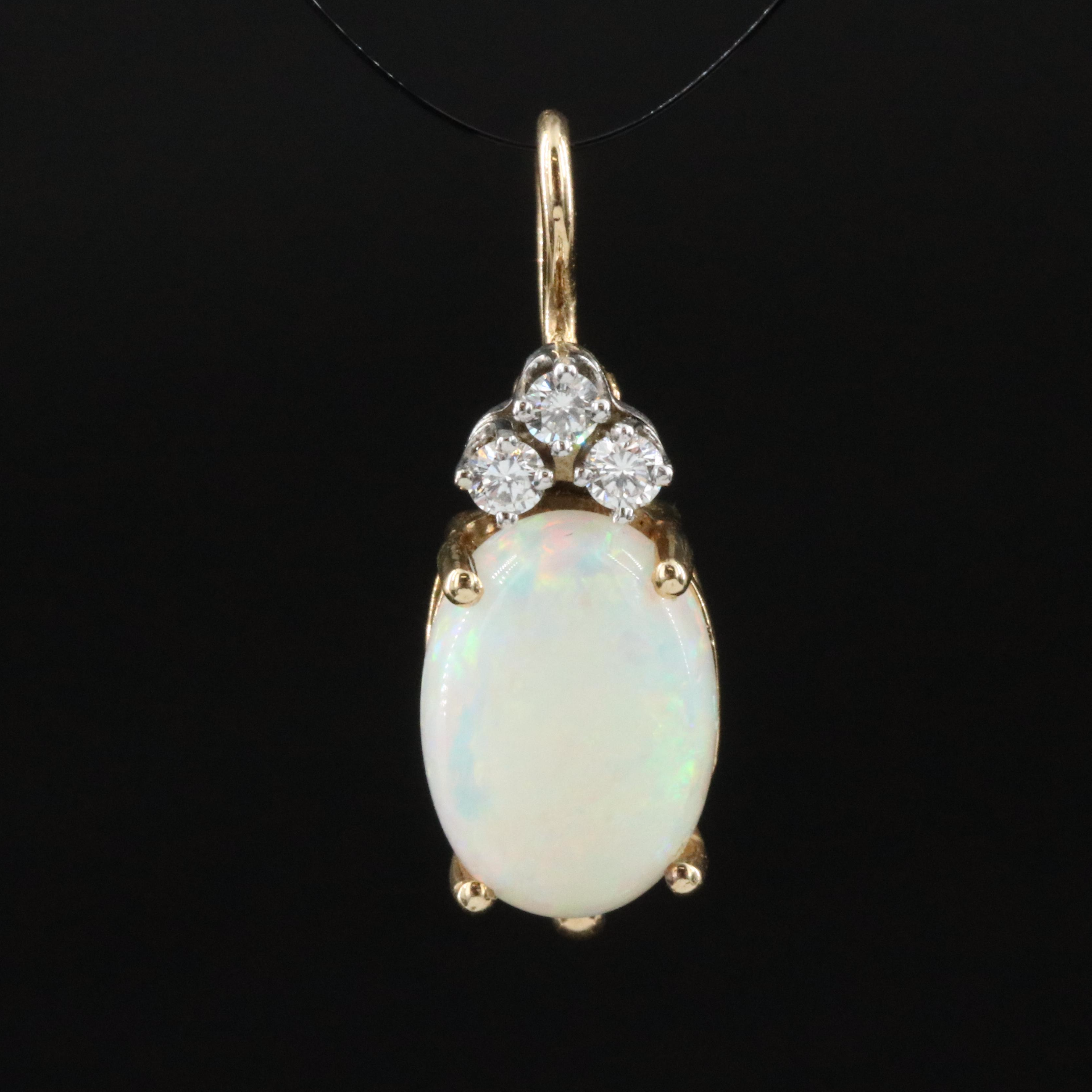 14K Opal and Diamond Enhancer Pendant | EBTH