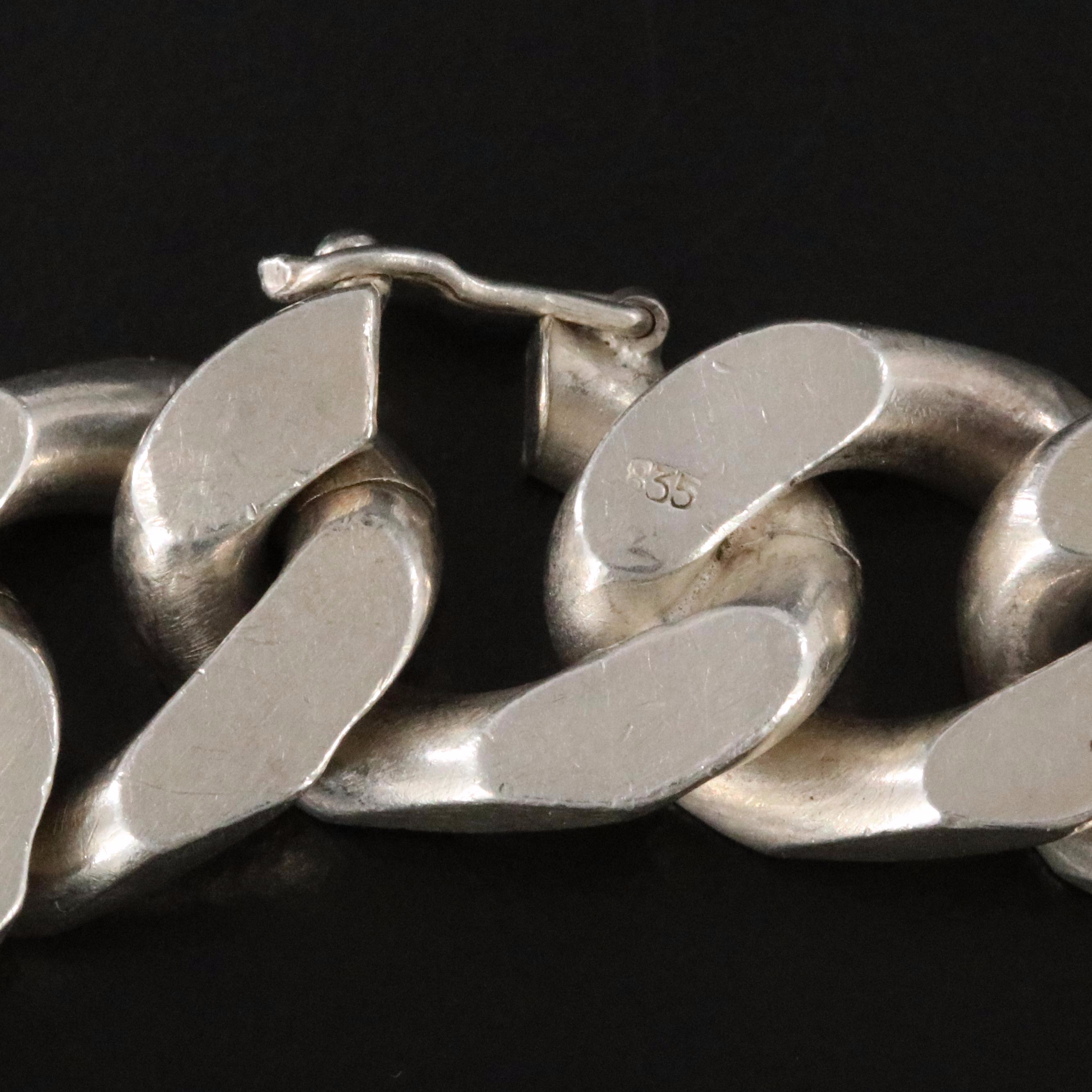 Vintage 835 Silver Curb Chain Bracelet | EBTH