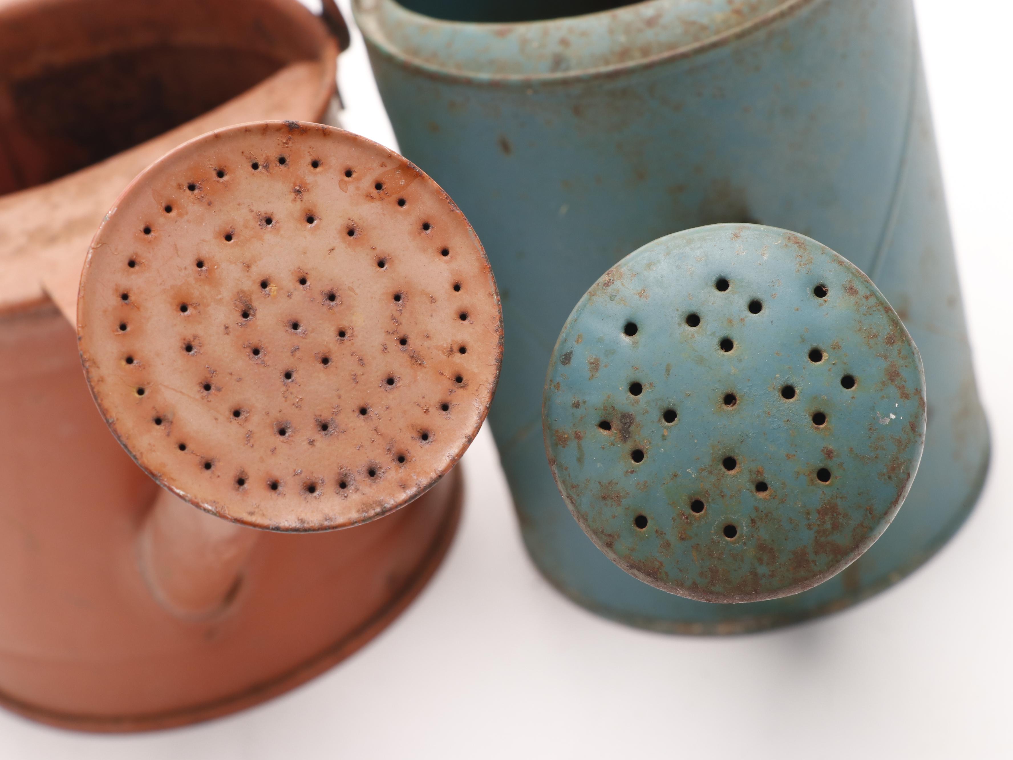 Kreamer Ware Metal Bread Box with Tole Planter and Small Watering Cans ...