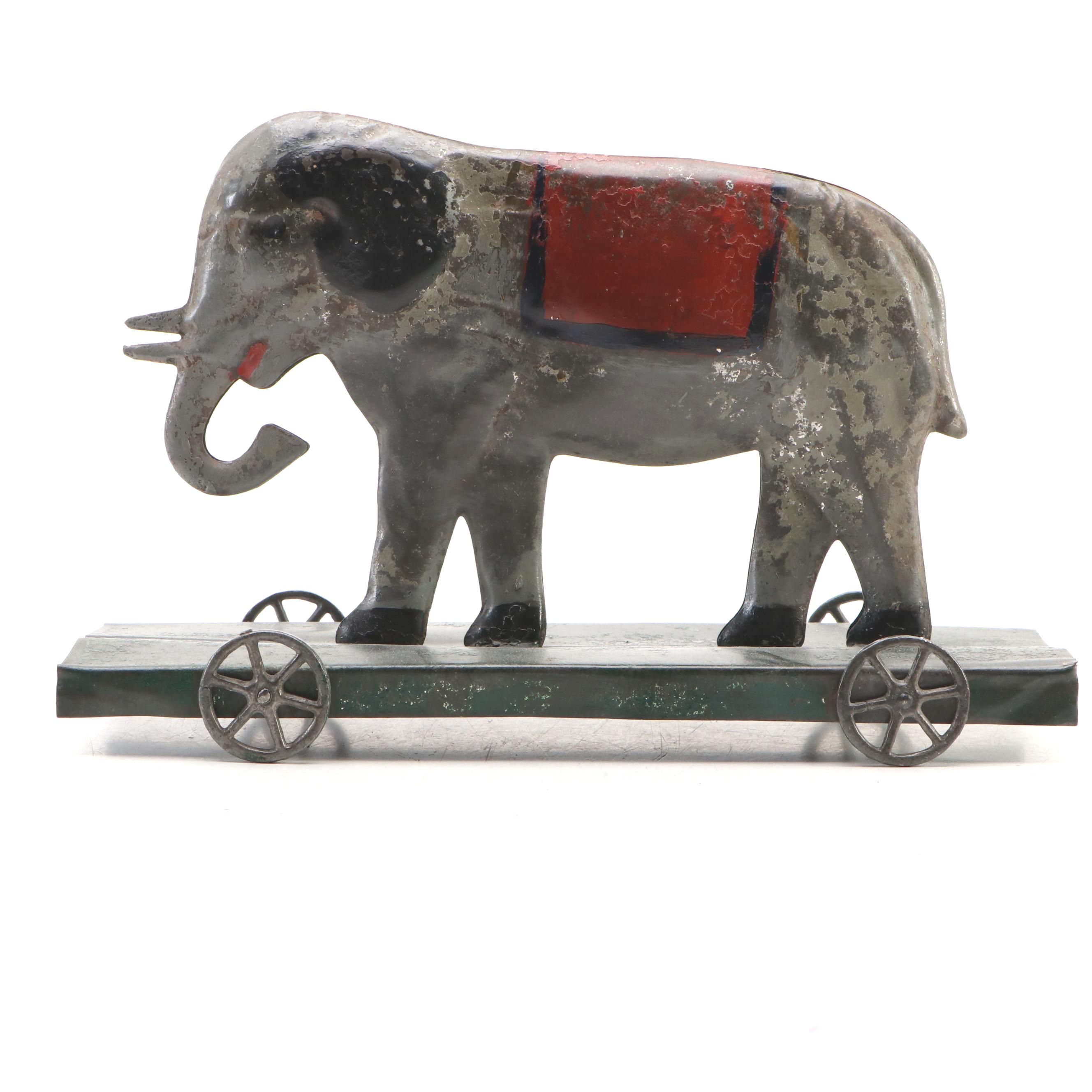 Tin Litho Elephant Pull Toy | EBTH