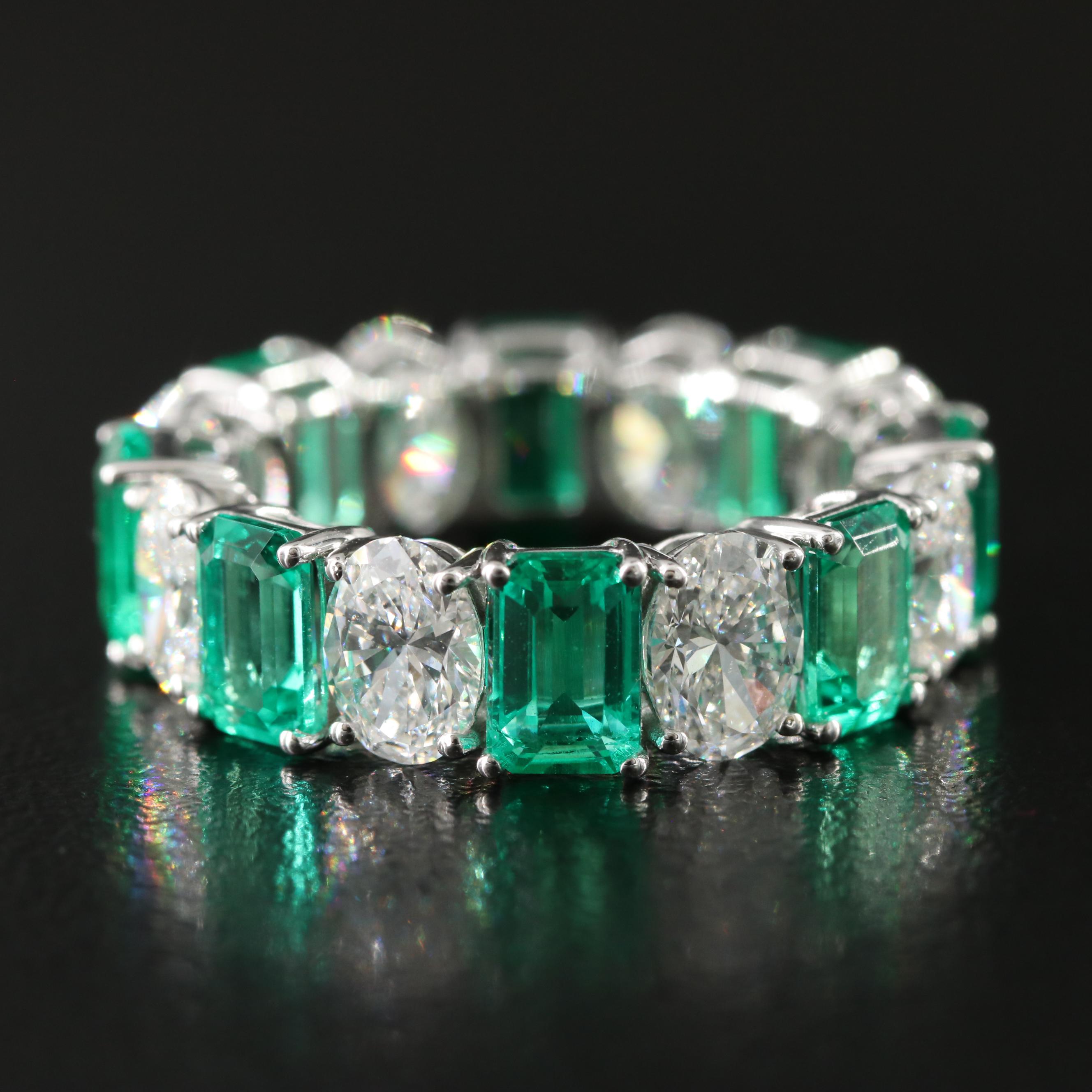 14K 3.93 Emerald and 3.97 CTW Lab Grown Diamond Eternity Band | EBTH