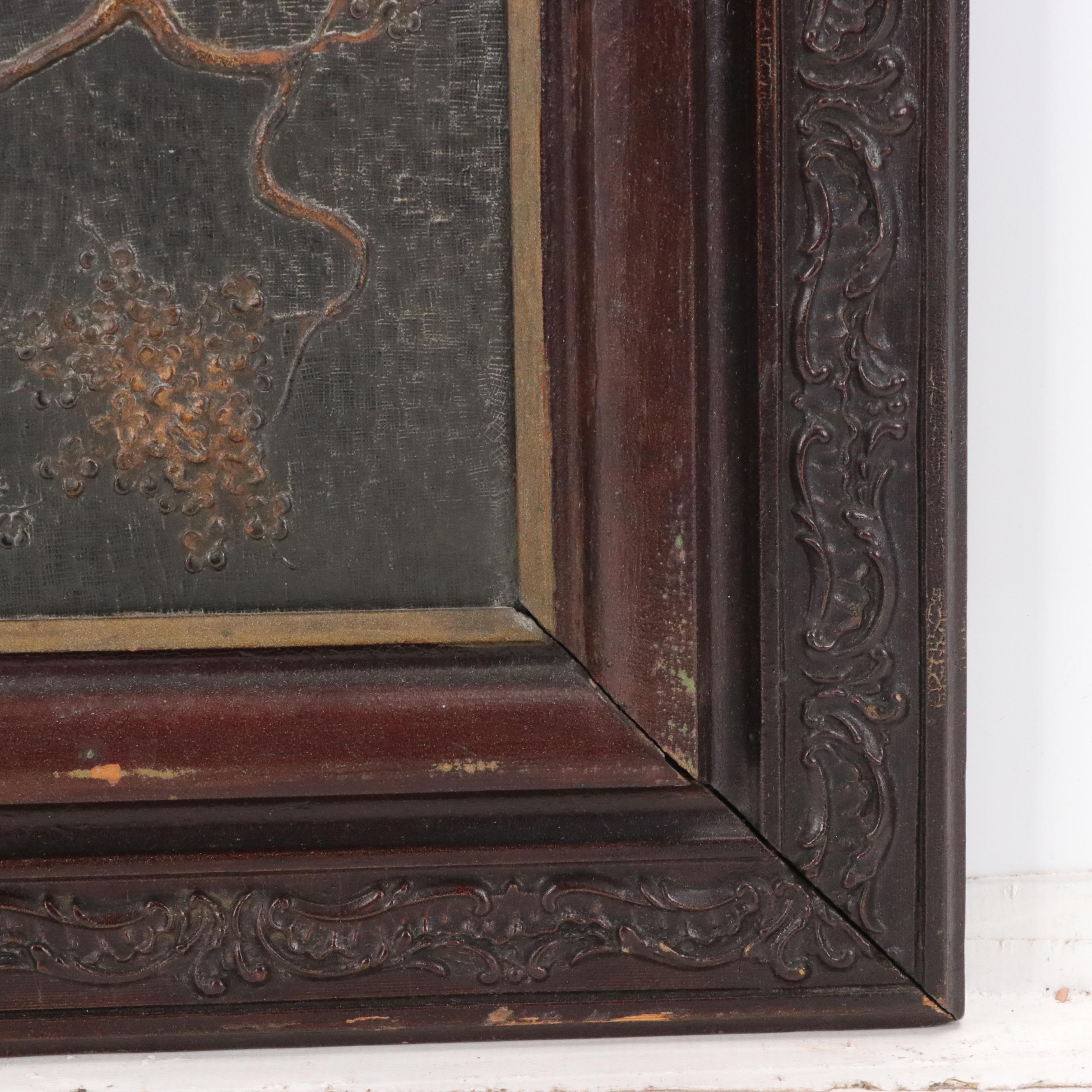 Continental Europe Style Metal Relief Panel of Maiden on Branch Playing ...