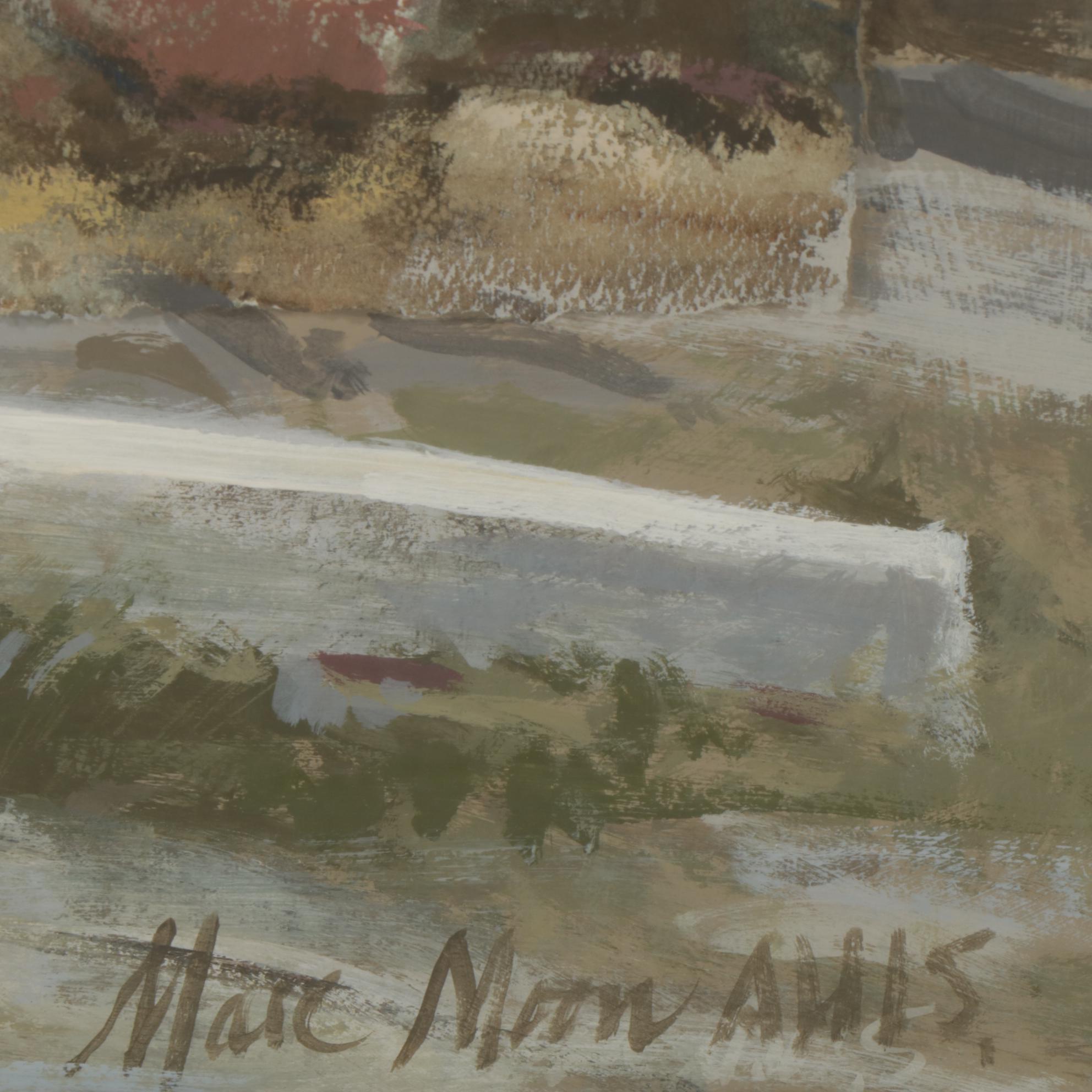 Marc Moon Watercolor and Acrylic Collage Painting "Stonington ...