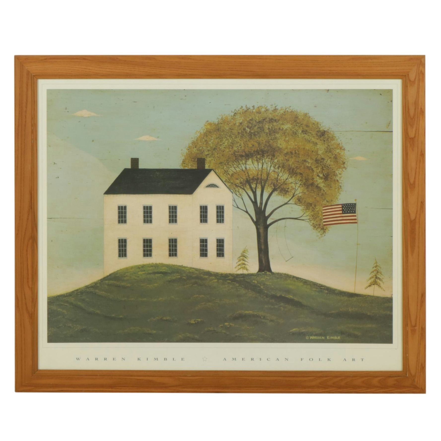 Offset Lithograph after Warren Kimble American Folk Art "White House ...