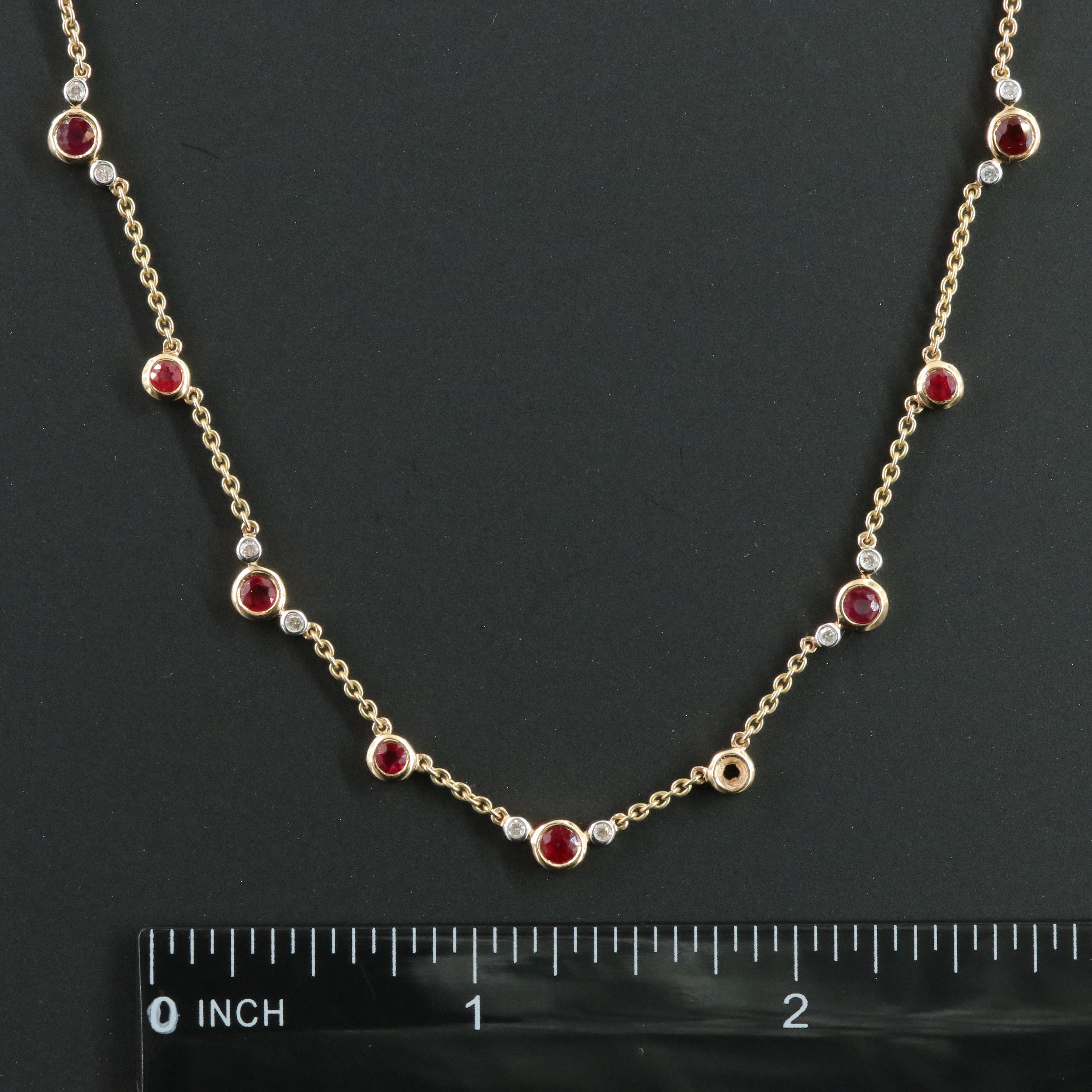 14K Ruby and Diamond Necklace | EBTH