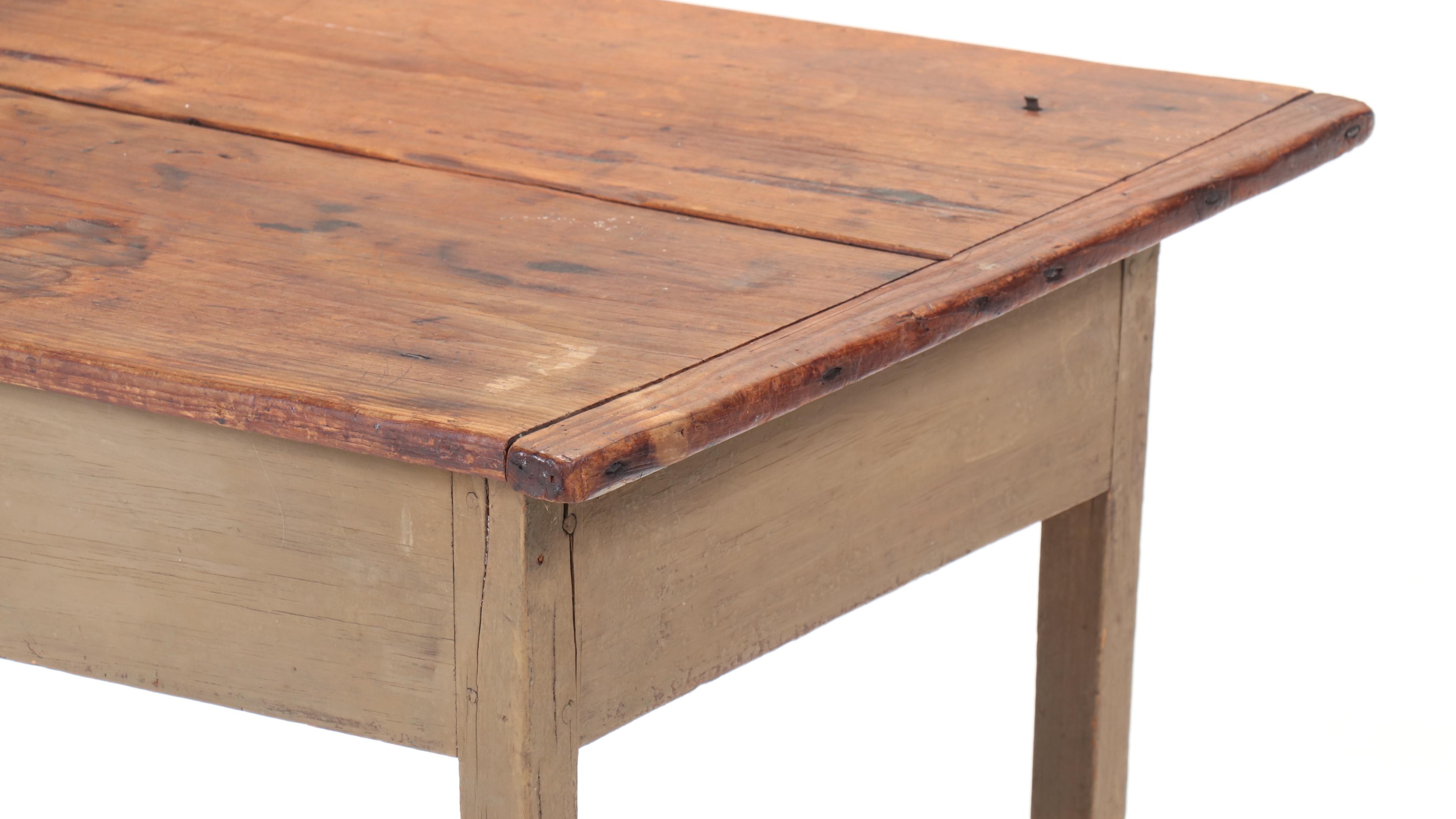 American Primitive Parcel-Painted Work Table, 19th Century | EBTH