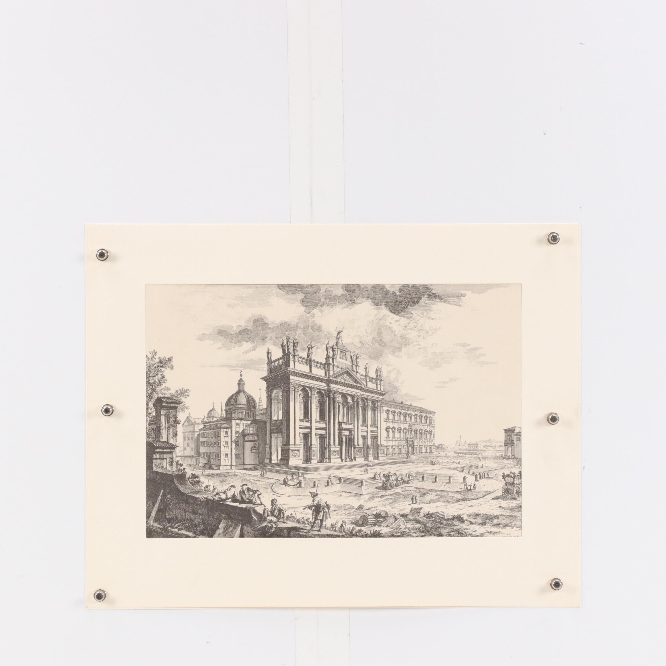 Pair of Lithograph Reproductions After Piranesi including "Santa Maria ...