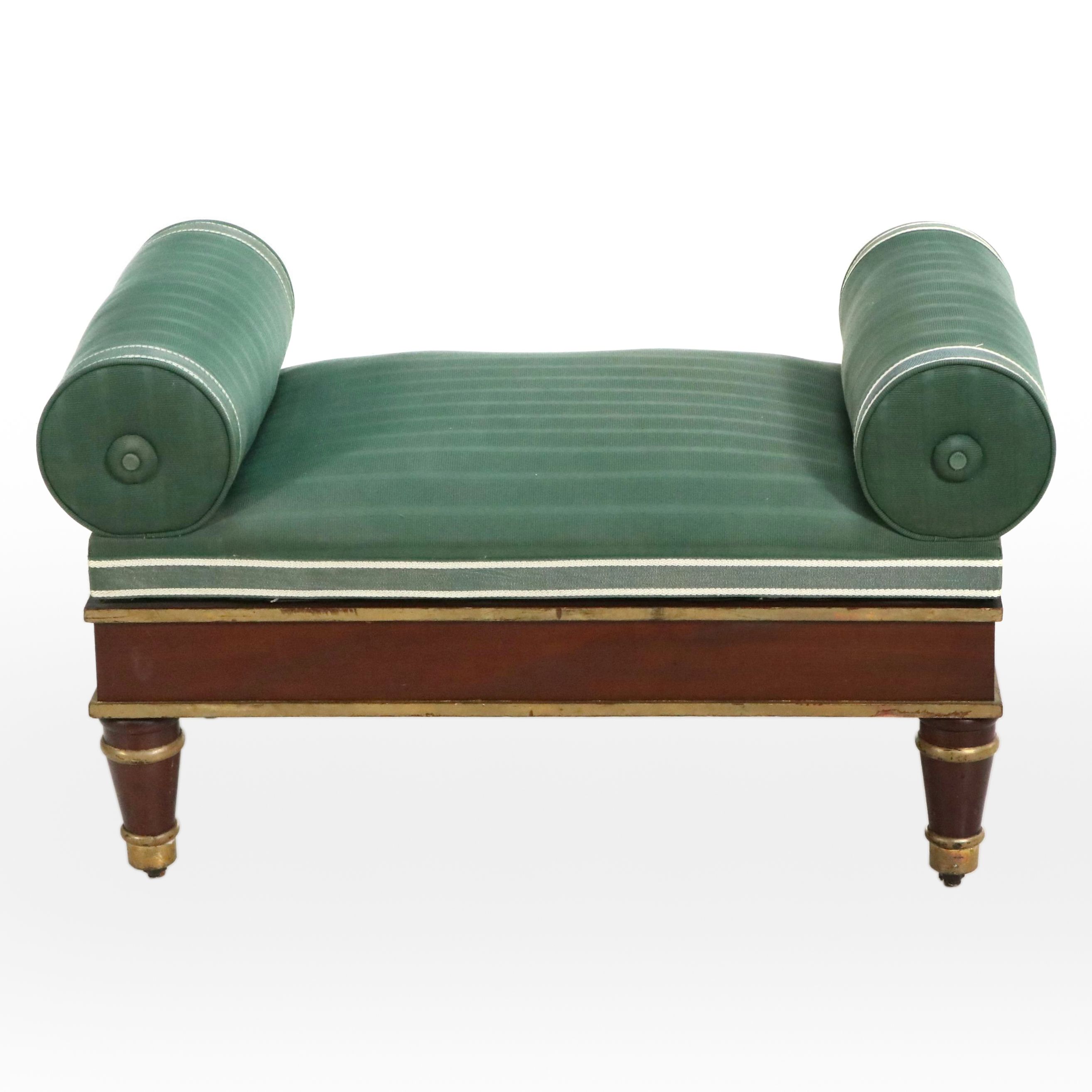 Regency Style Upholstered Parcel Gilt Wood Footstool with Storage | EBTH