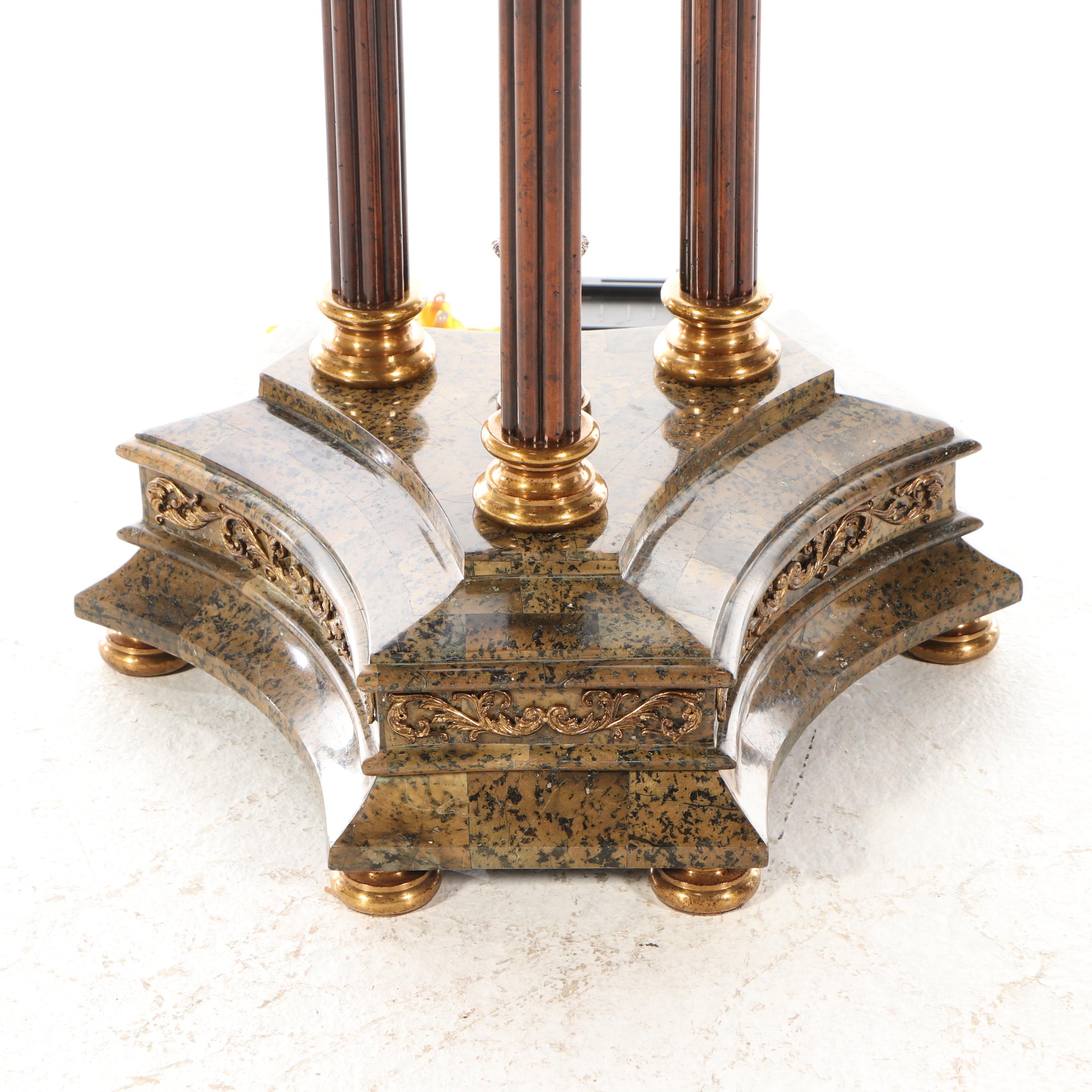 Maitland-Smith Penshell Plaffonier with Granite Tessellated Torchère ...