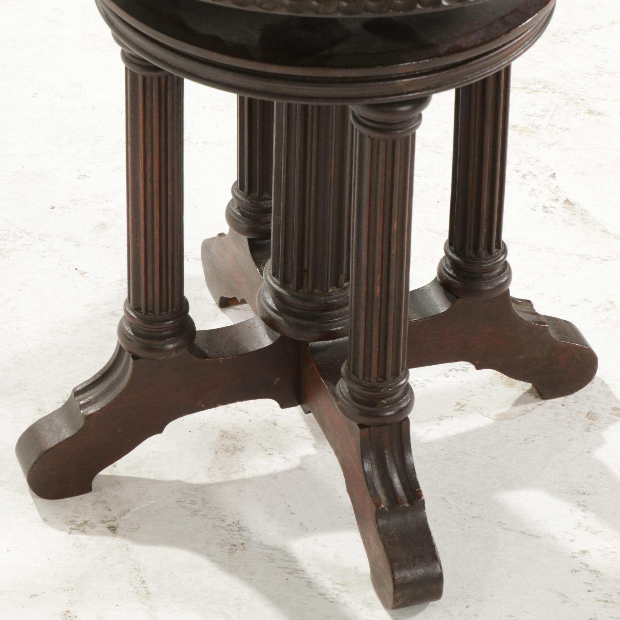 Tonk Neoclassical Mahogany Adjustable Piano Stool, Early 20th Century ...