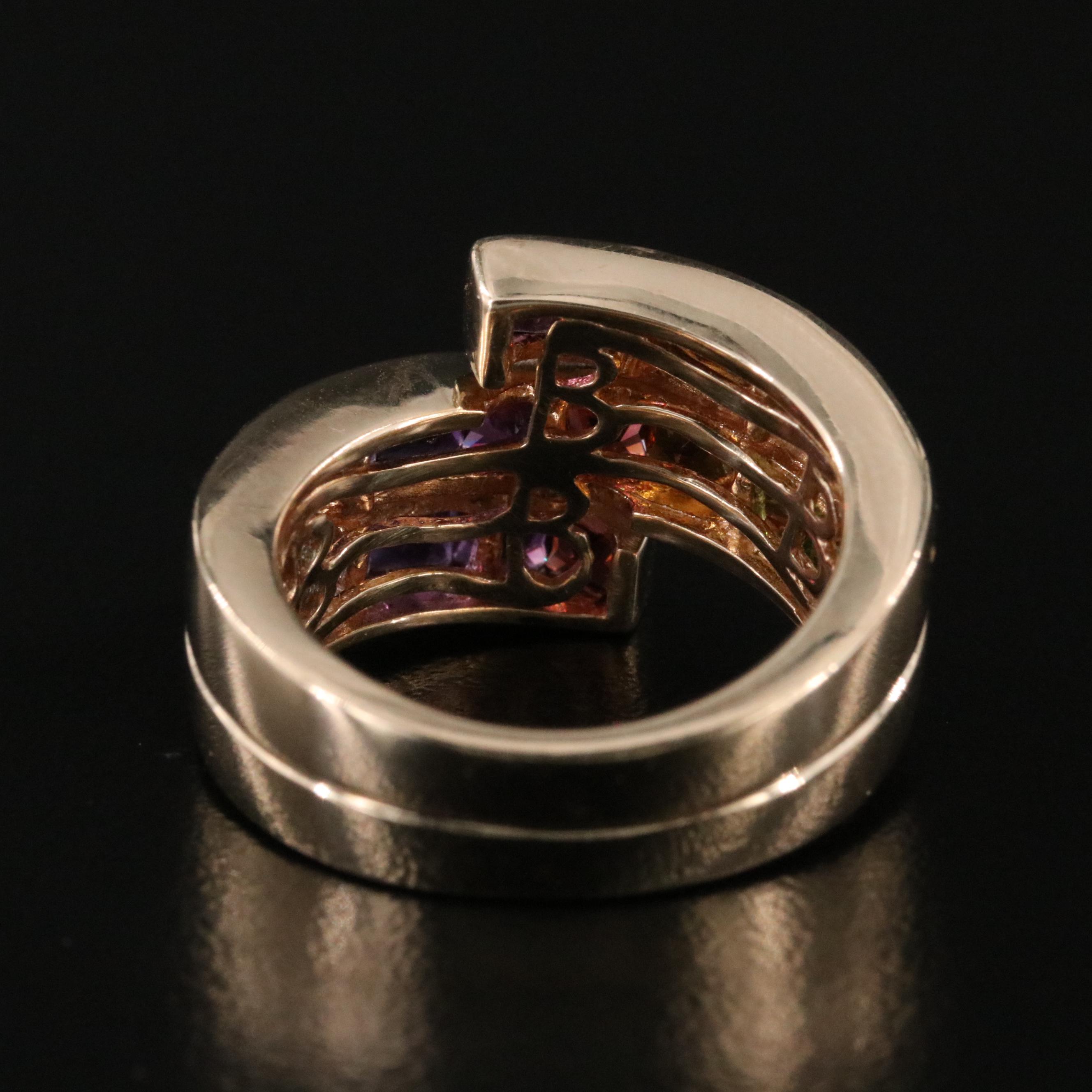 14K Multi-Gemstone Channel Set Wrap Ring Featuring Amethyst, Garnet ...