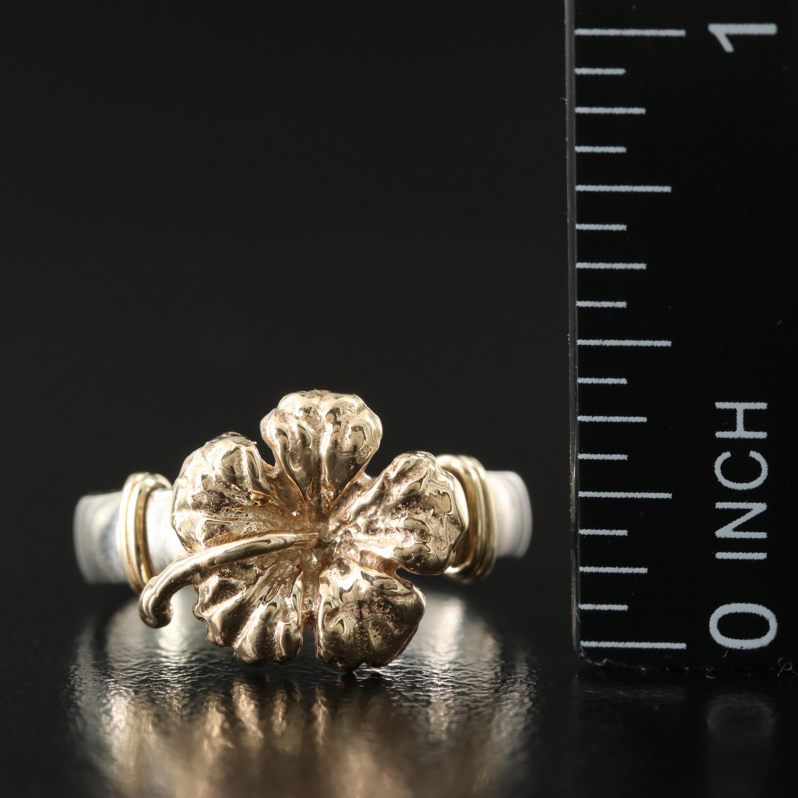 Sterling and 14K Hibiscus Flower Ring | EBTH