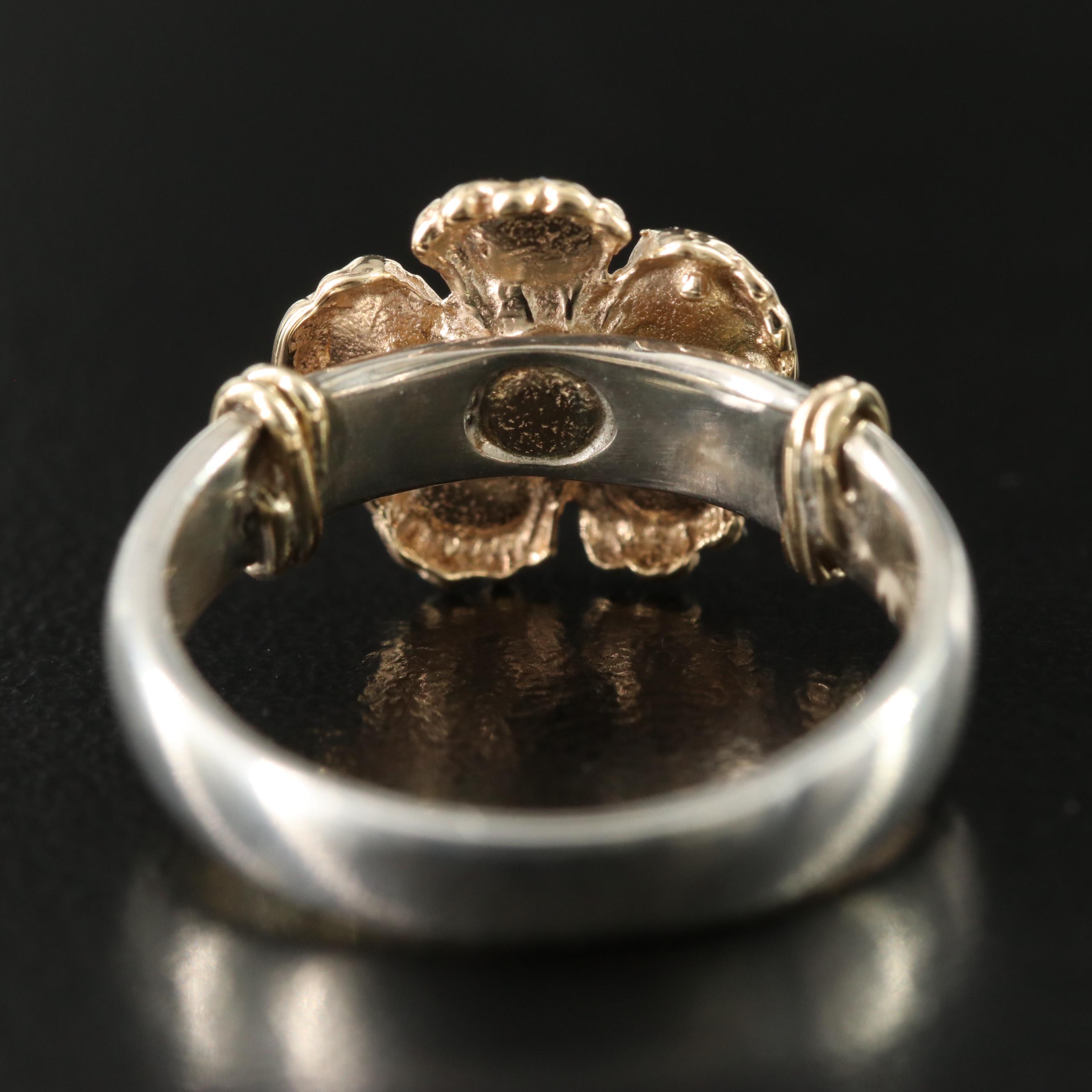 Sterling and 14K Hibiscus Flower Ring | EBTH