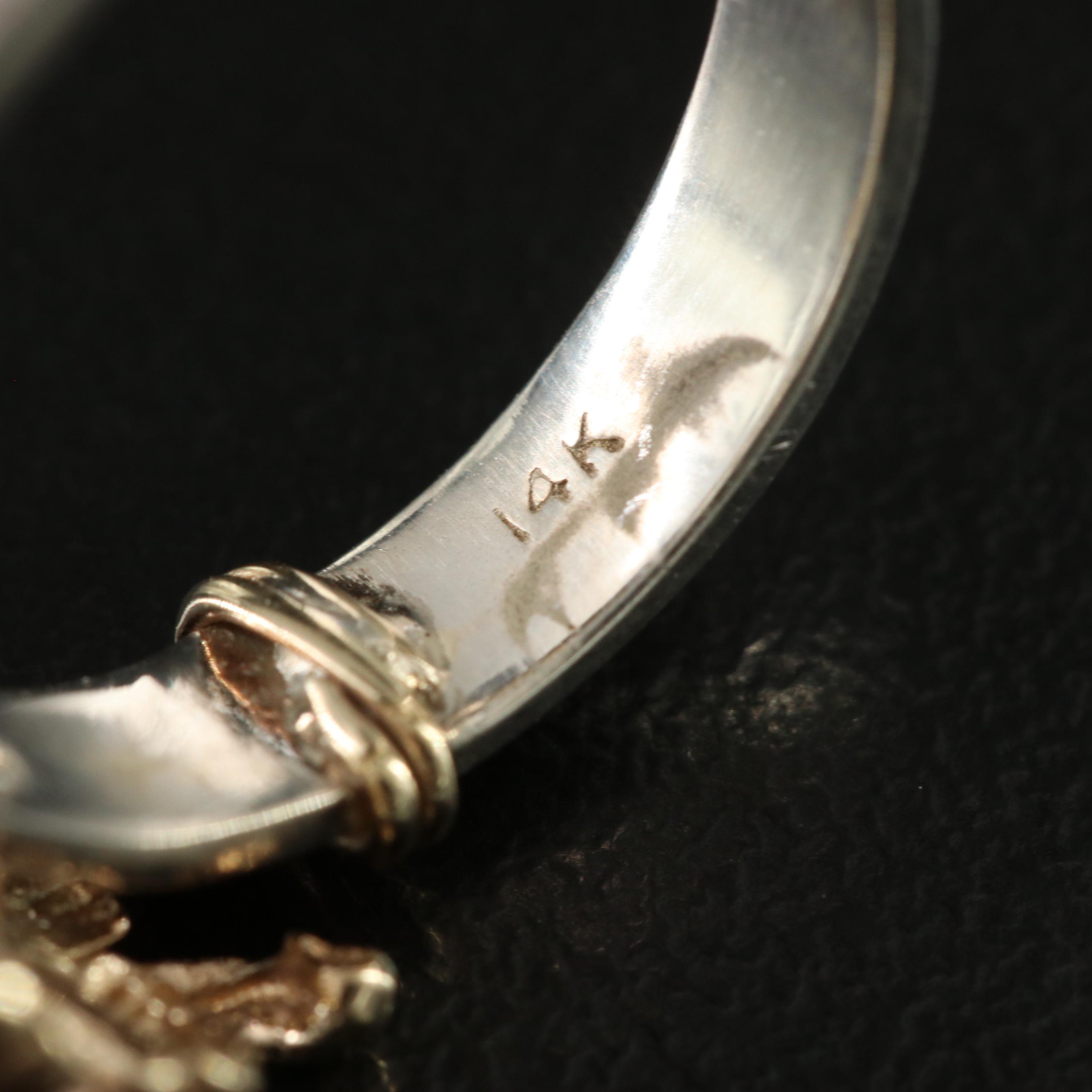 Sterling and 14K Hibiscus Flower Ring | EBTH