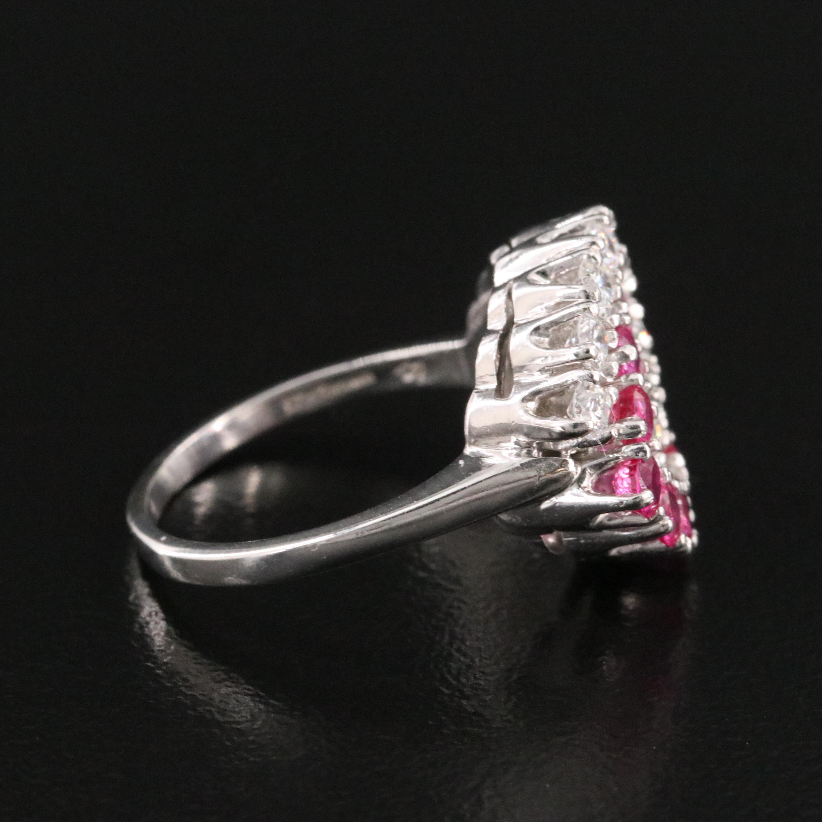Platinum Interlocking Ruby and Diamond Ring | EBTH