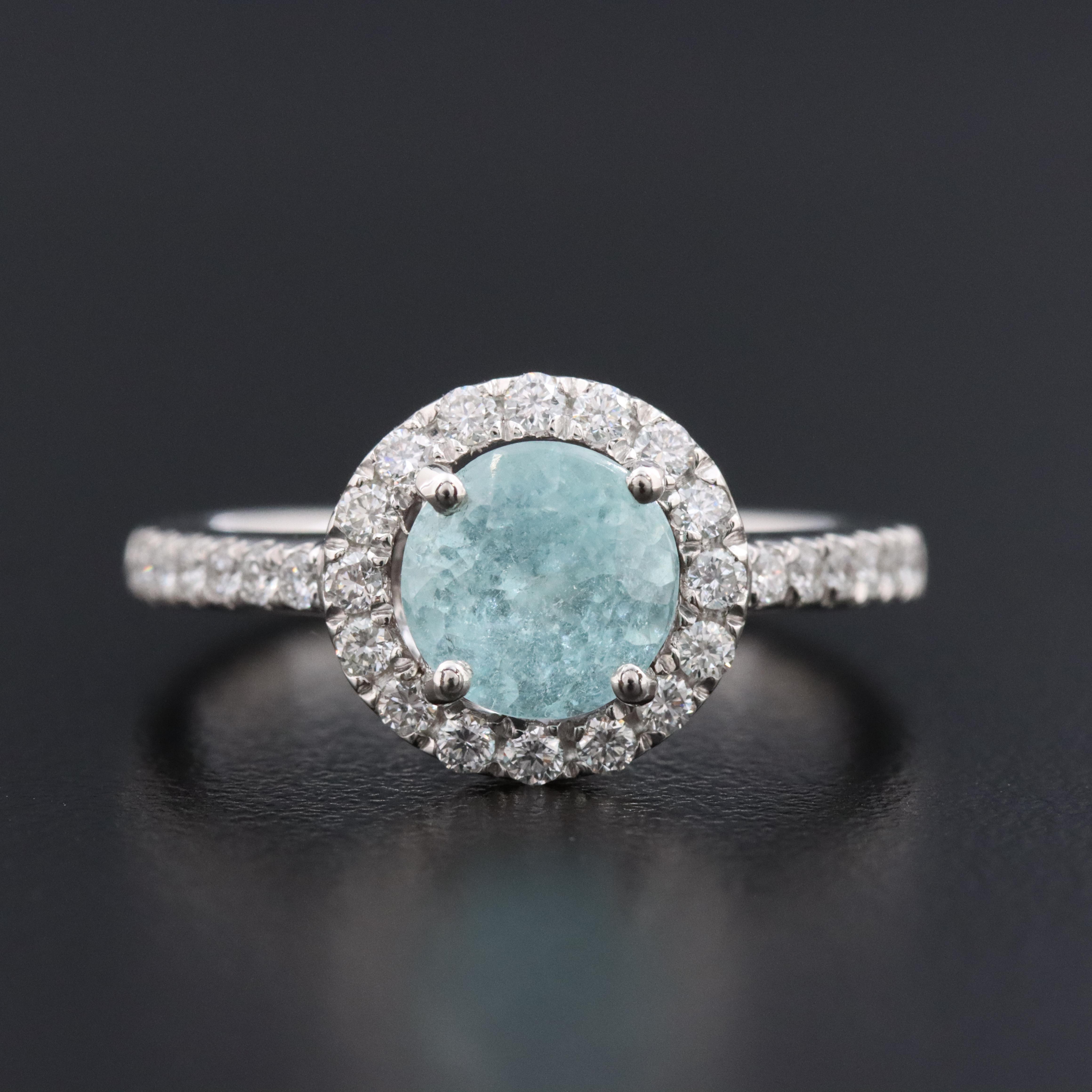 Oscar Friedman 1.25 CT Paraiba Tourmaline and Diamond Ring with GIA ...